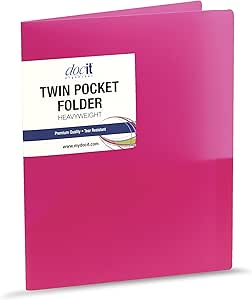 Amazon.com : DocIt Heavyweight Two Pocket Plastic Folder, Holds Letter ...