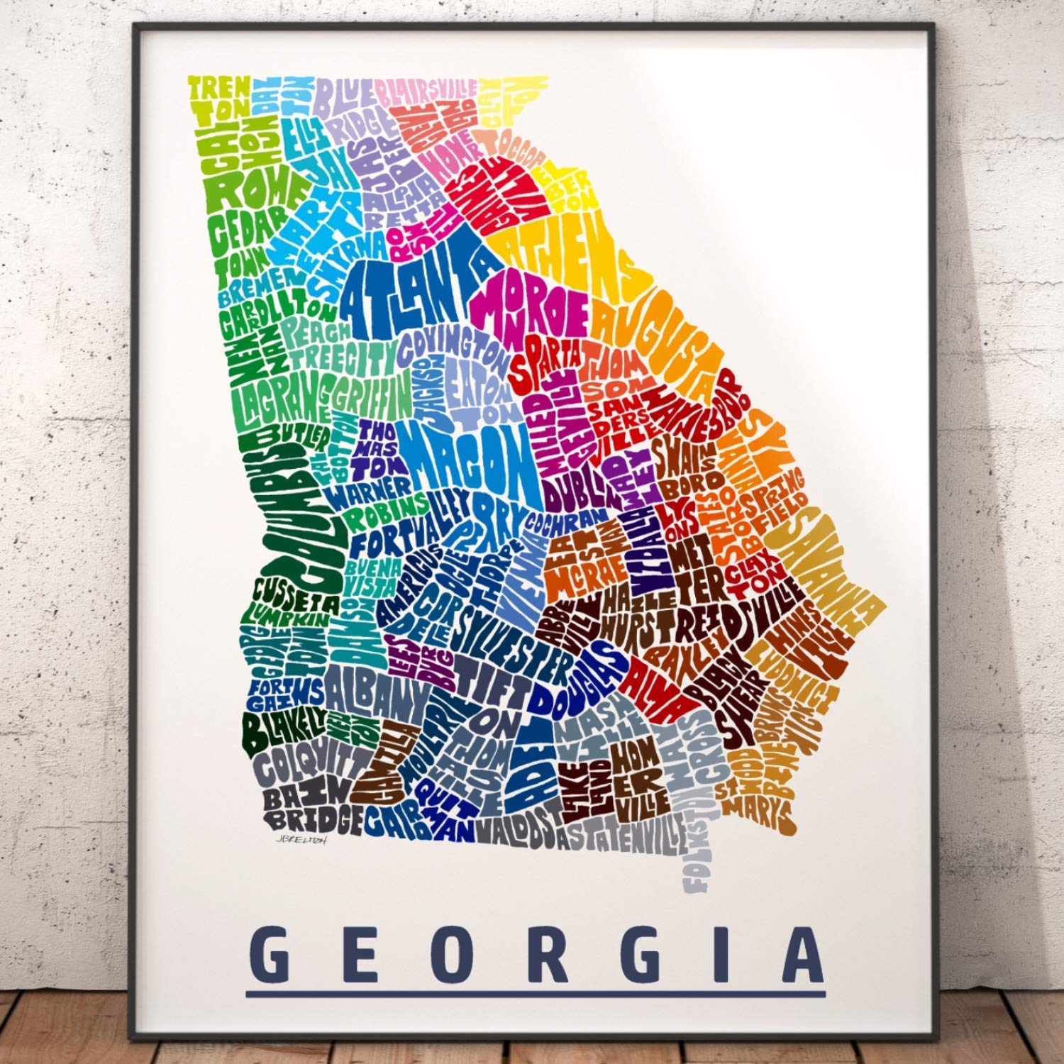 Georgia Map Art Print, Signed Print of my Original Hand-Drawn Georgia ...
