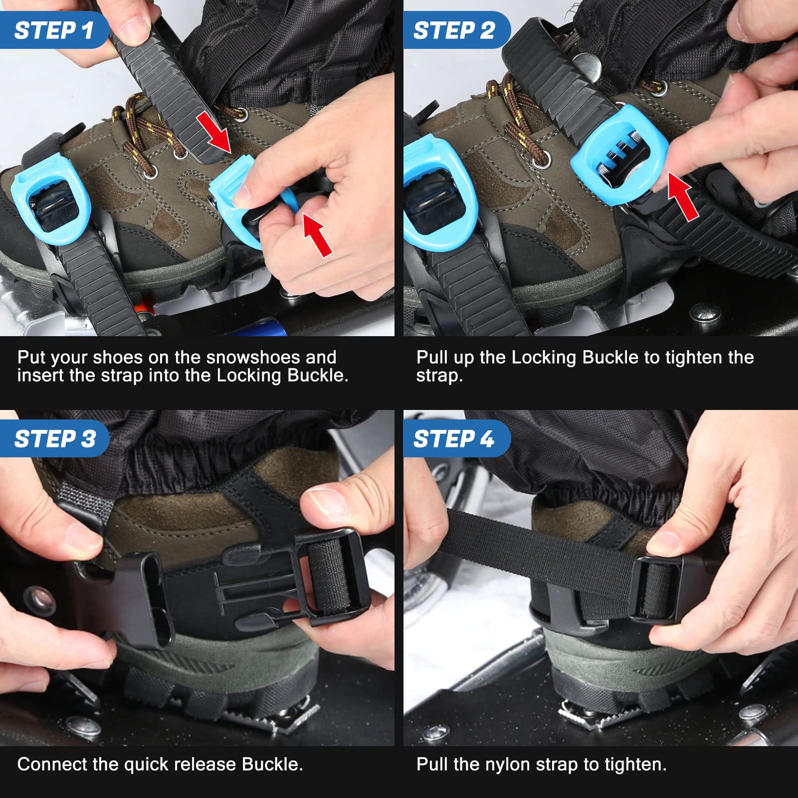 Odoland 4-in-1 Snowshoes for Men Women Youth Kids with Trekking Poles ...