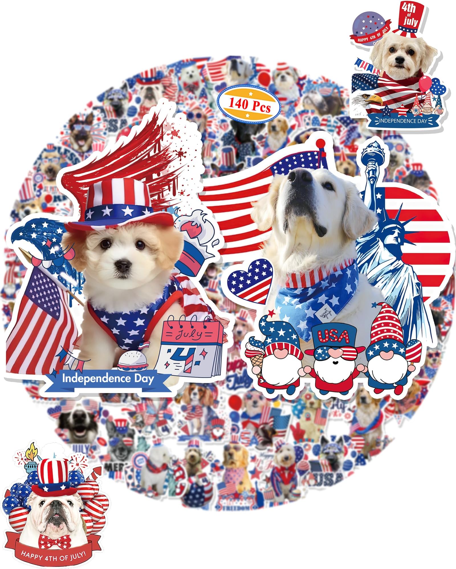 Amazon.com: 144 Pcs Assorted USA Patriotic Stickers Vinyl American Flag ...