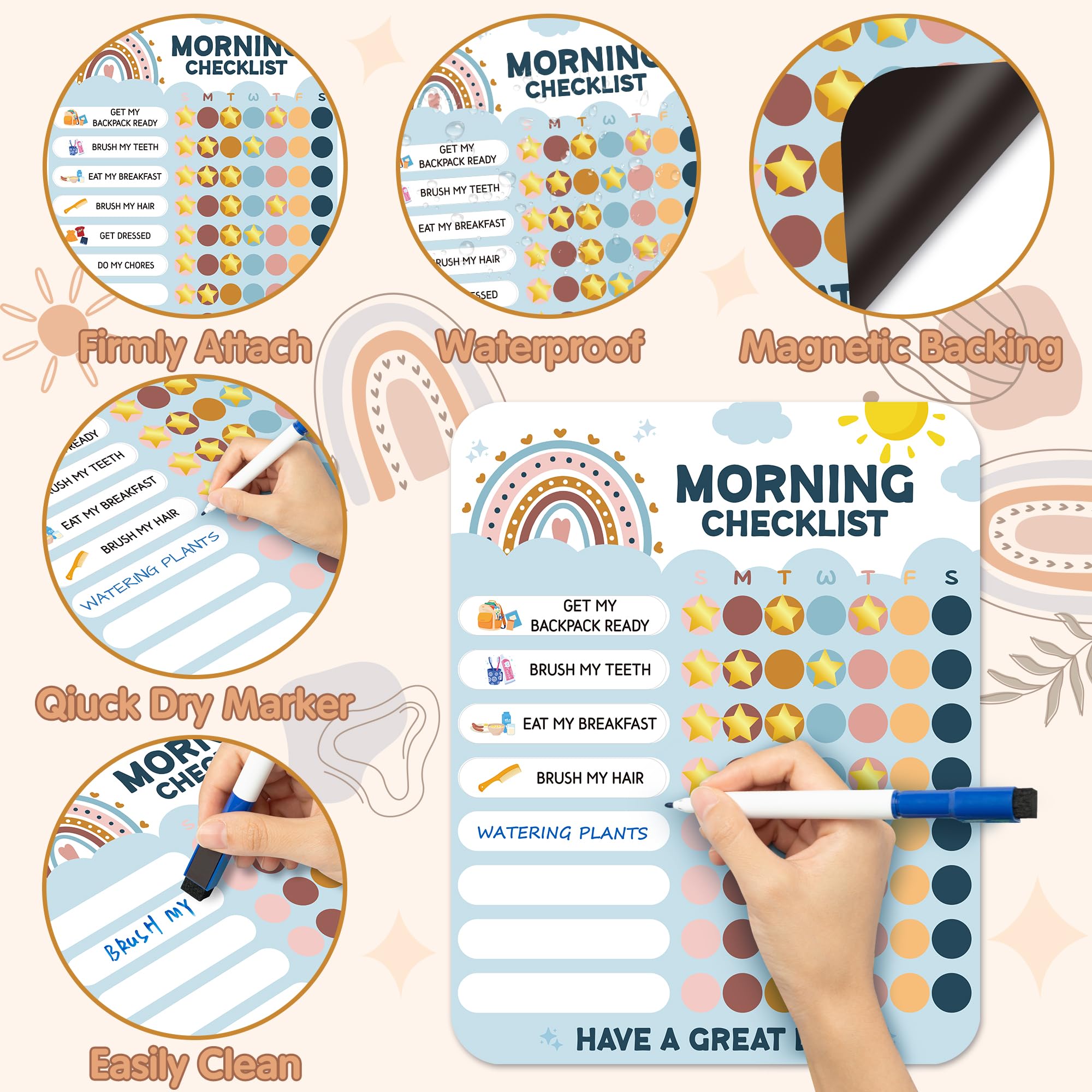 WATINC 154PCS Daily Schedule for Kids Boho Reward Chart Bedtime Daily ...
