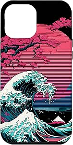 Amazon.com: iPhone 12 Pro Max Great Wave off Kanagawa Retro Glitch Aesthetic Vaporwave Case ...