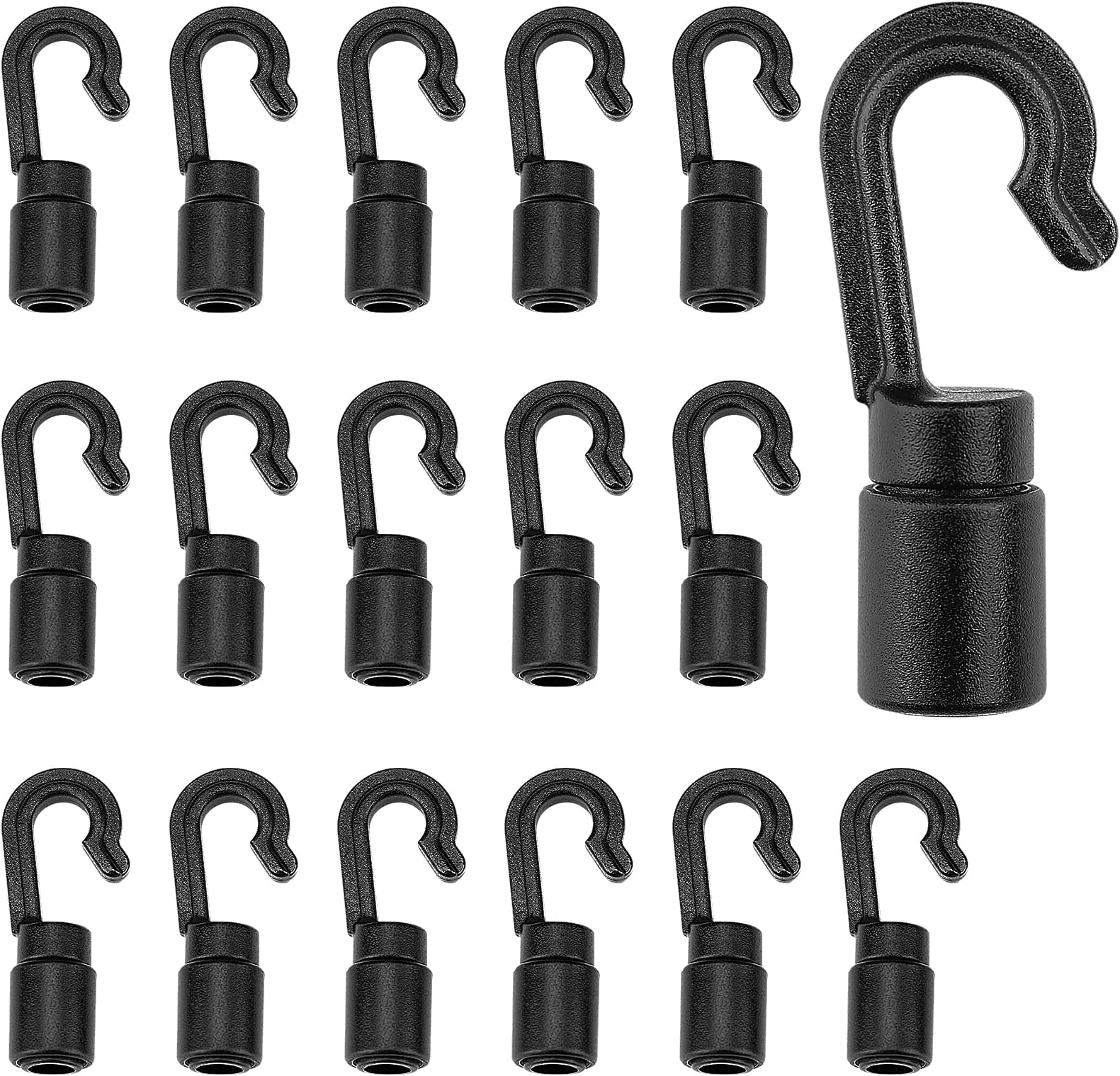 Wire Bungee Cord Hooks – Shock Cord – 10 Pack – Black Plastic Coated ...