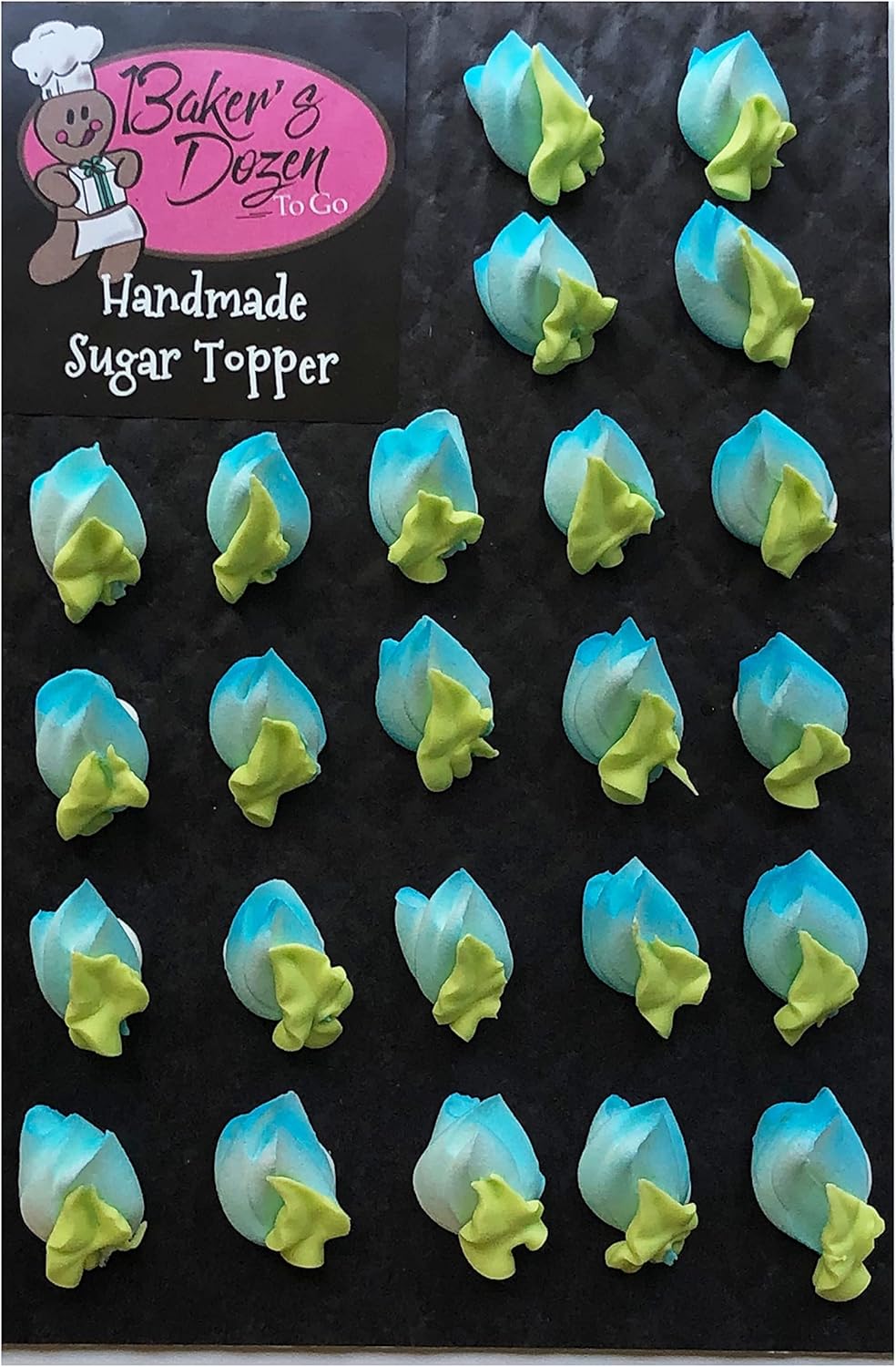 Amazon.com: Blue Rosebuds Flower -24 pcs Edible Icing Cupcake Topper by ...