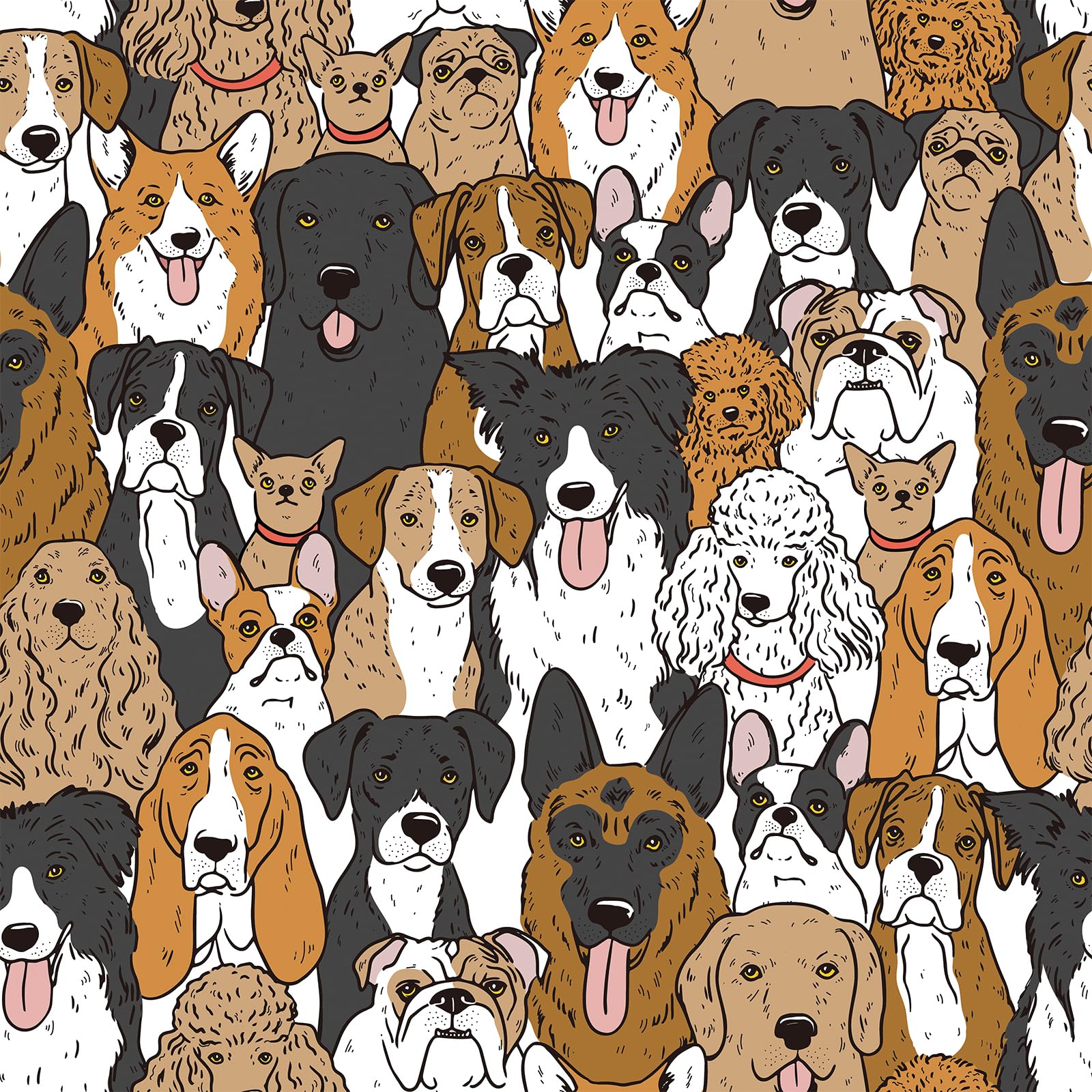 VaryPaper Cute Dog Wallpaper Stick and Peel 17.7''x78.7'' Fun Puppy ...
