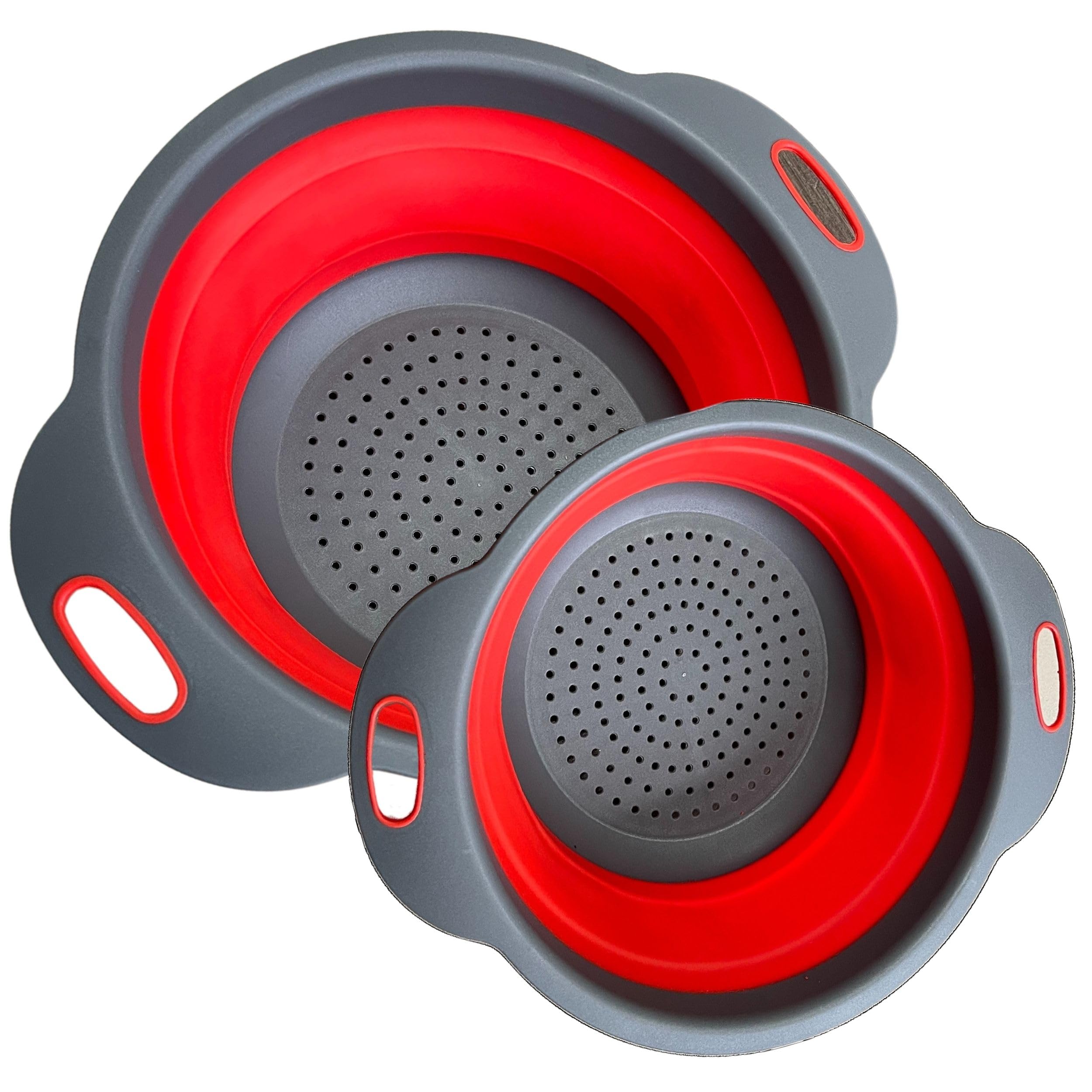 Amazon.com: Red Kitchen Strainer Colander Set - 2 PCS Silicone Food ...