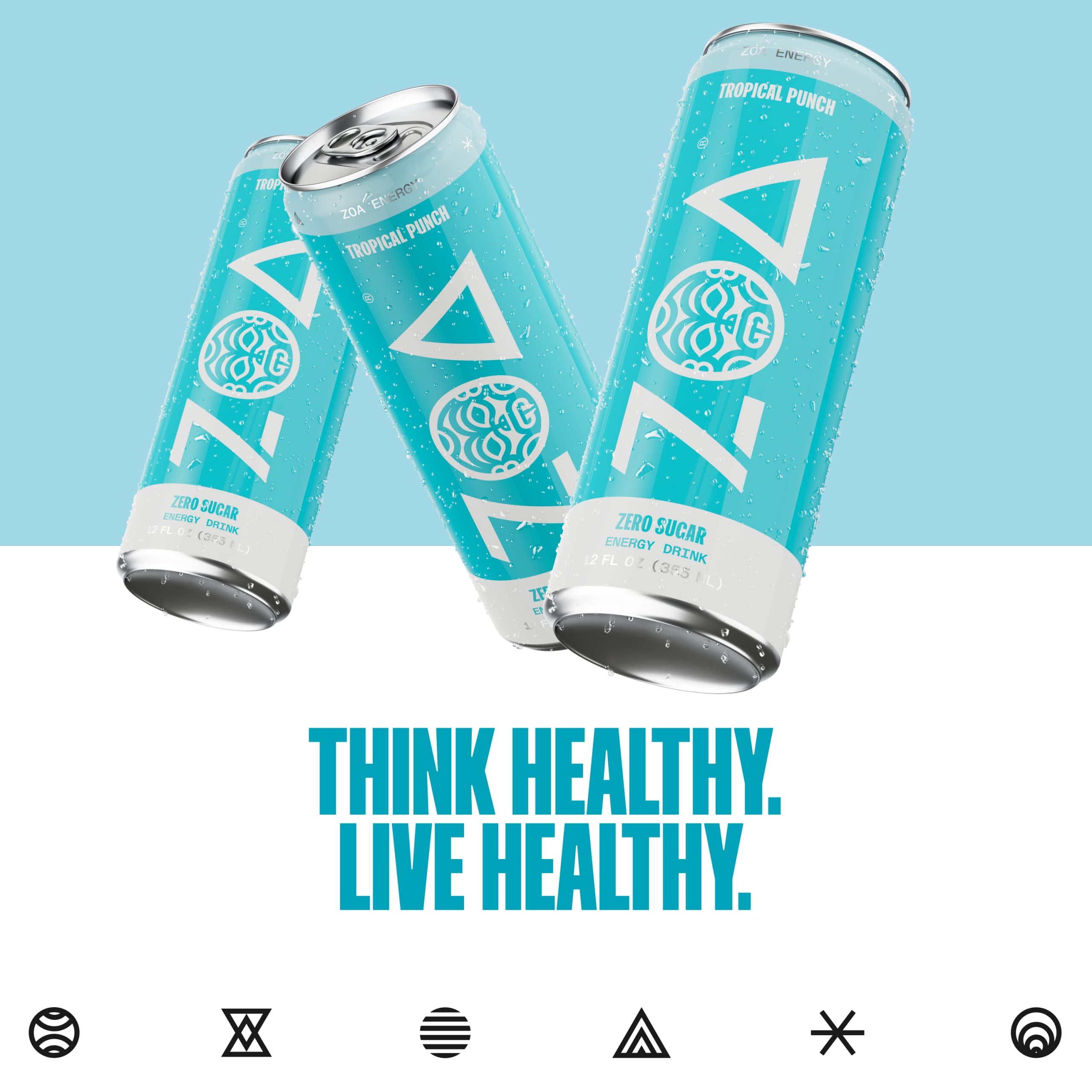Snapklik.com : ZOA Zero Sugar Energy Drinks, Tropical Punch - Sugar Free