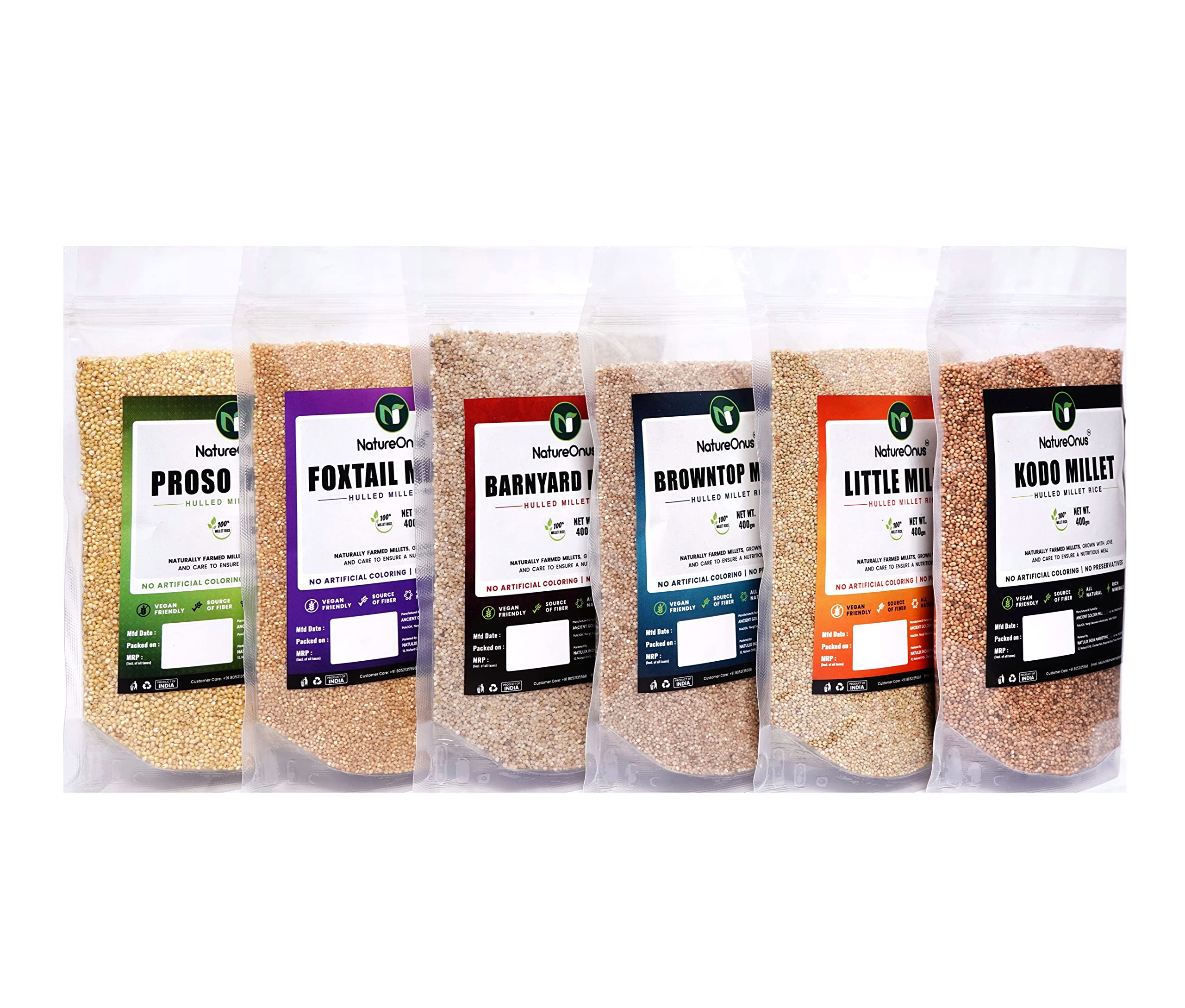 Buy NatureOnus- 100% Natural Hulled Millets Rice- Combo Pack of 6 ...