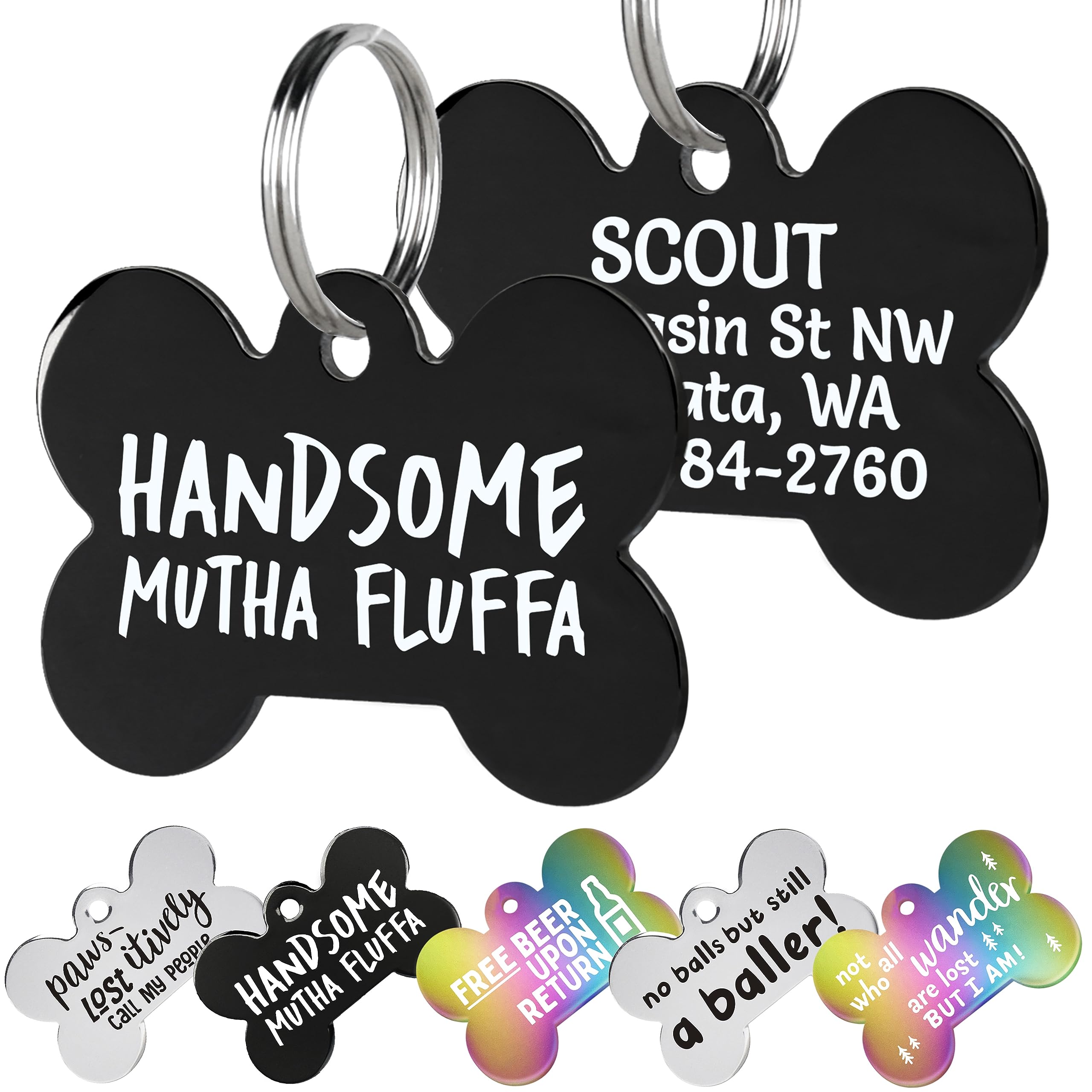 Amazon.com: GoTags Stainless Steel Dog Tag, Handsome Mutha Fluffa Funny ...