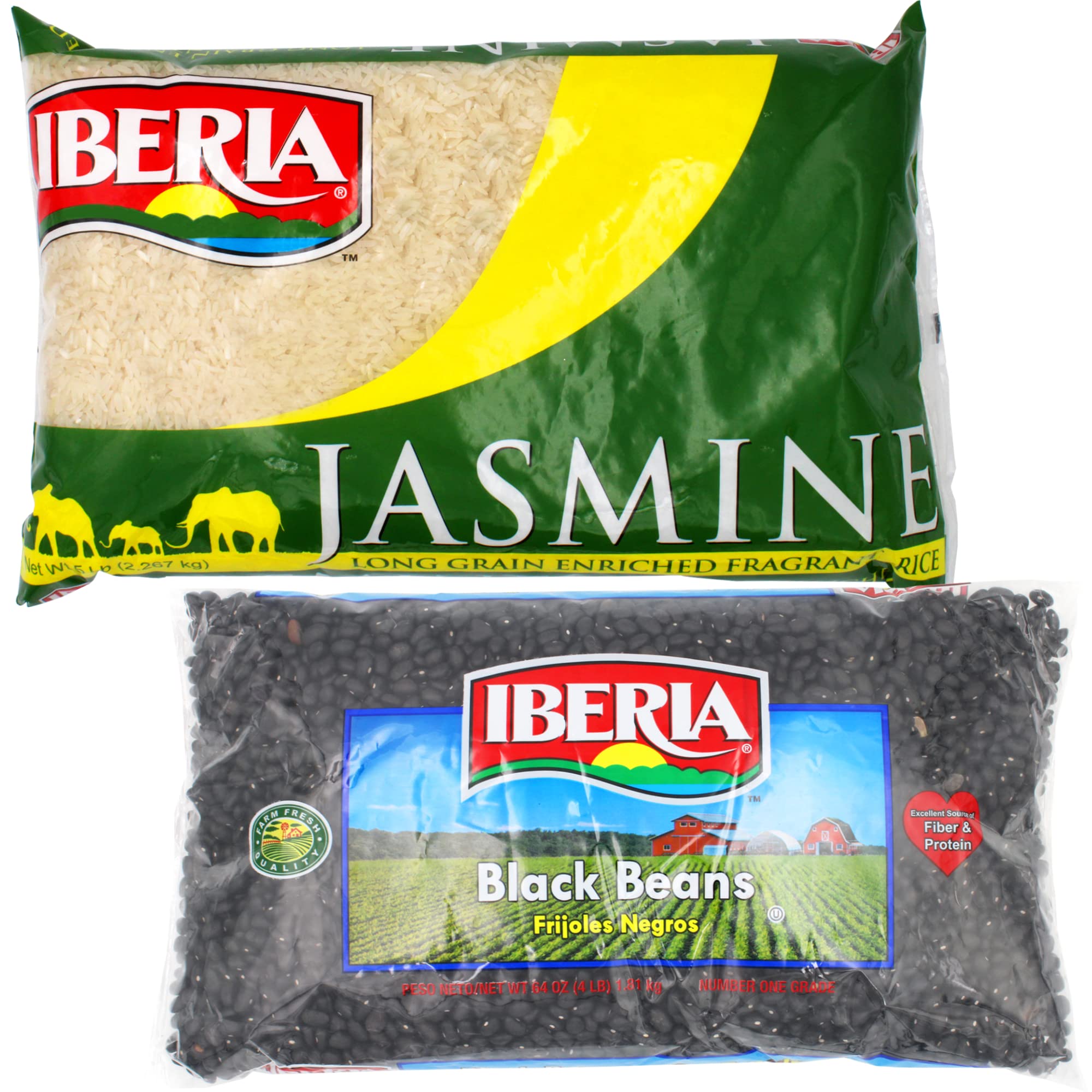 Amazon.com : Iberia Black Beans (4lb.) and Jasmine Rice (5lbs.) Bundle ...