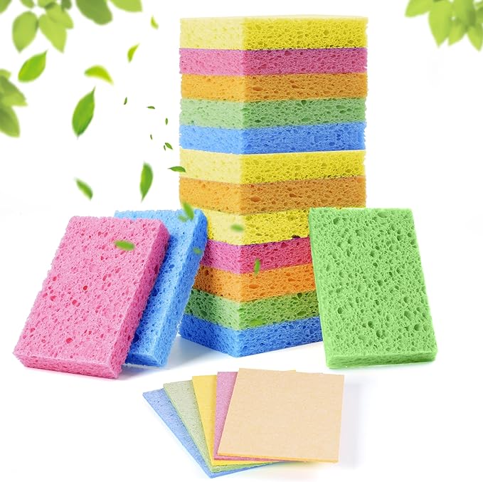 Amazon.com: 15 Pcs Cellulose Sponges Kitchen, 5 Colors Non-Scratch ...