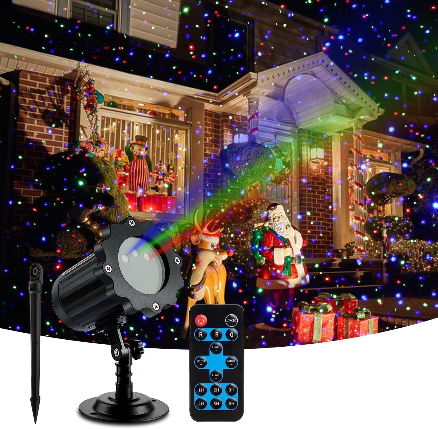 Amazon.com: Gemmy LED Merry Christmas Whirl-A-Motion Outdoor Light Show ...