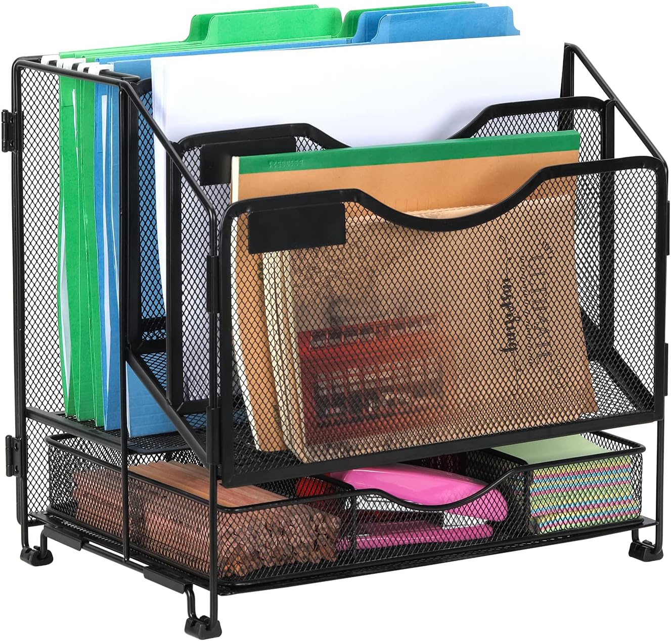 Amazon.com : EasyPAG Office Supplies Mesh Desk File Organizer 2 Upright ...
