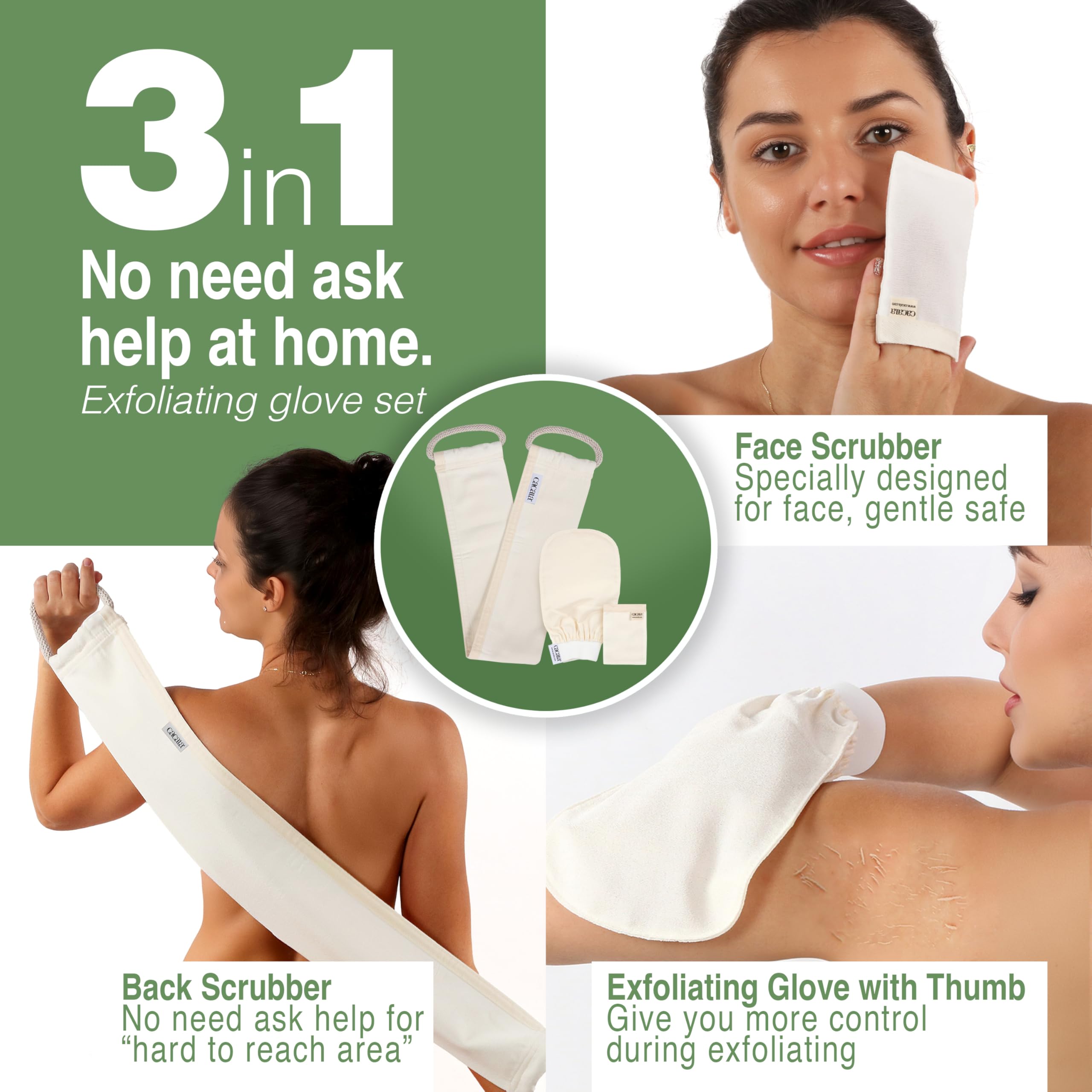 Snapklik.com : Set Of Exfoliating Glove, Face Scrubber & Back Scrubber ...