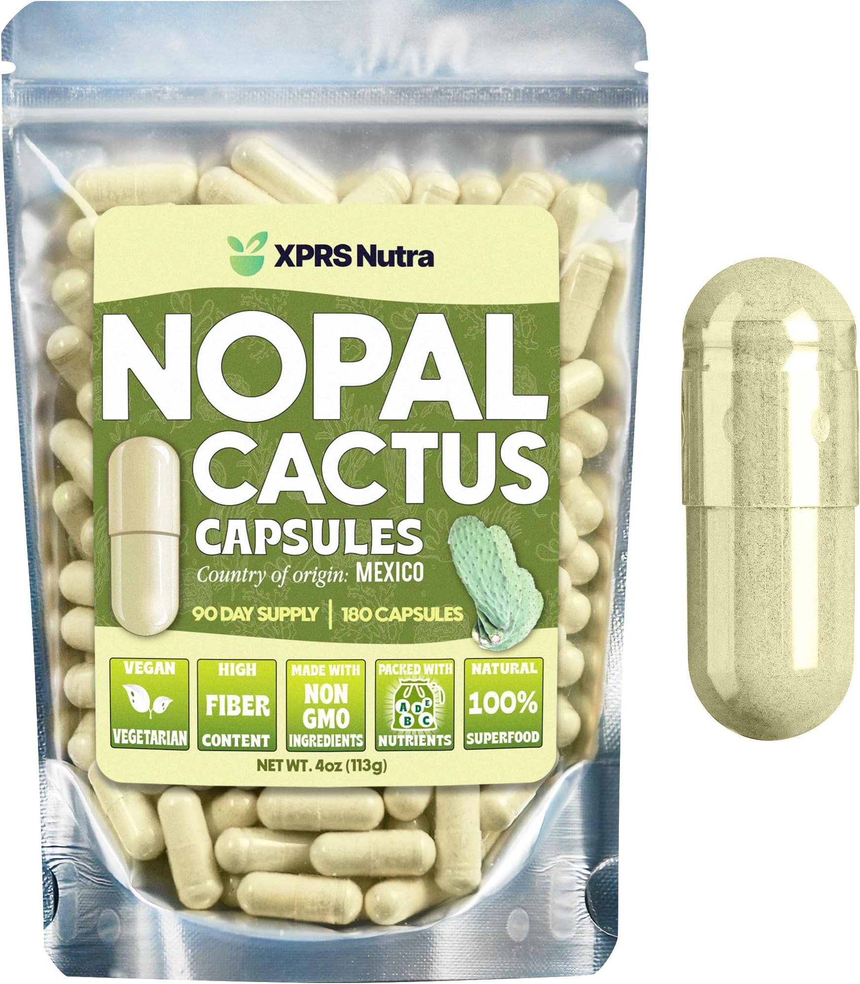 Amazon.com: XPRS Nutra Nopal Cactus Capsules - Prickly Pear Supplement ...