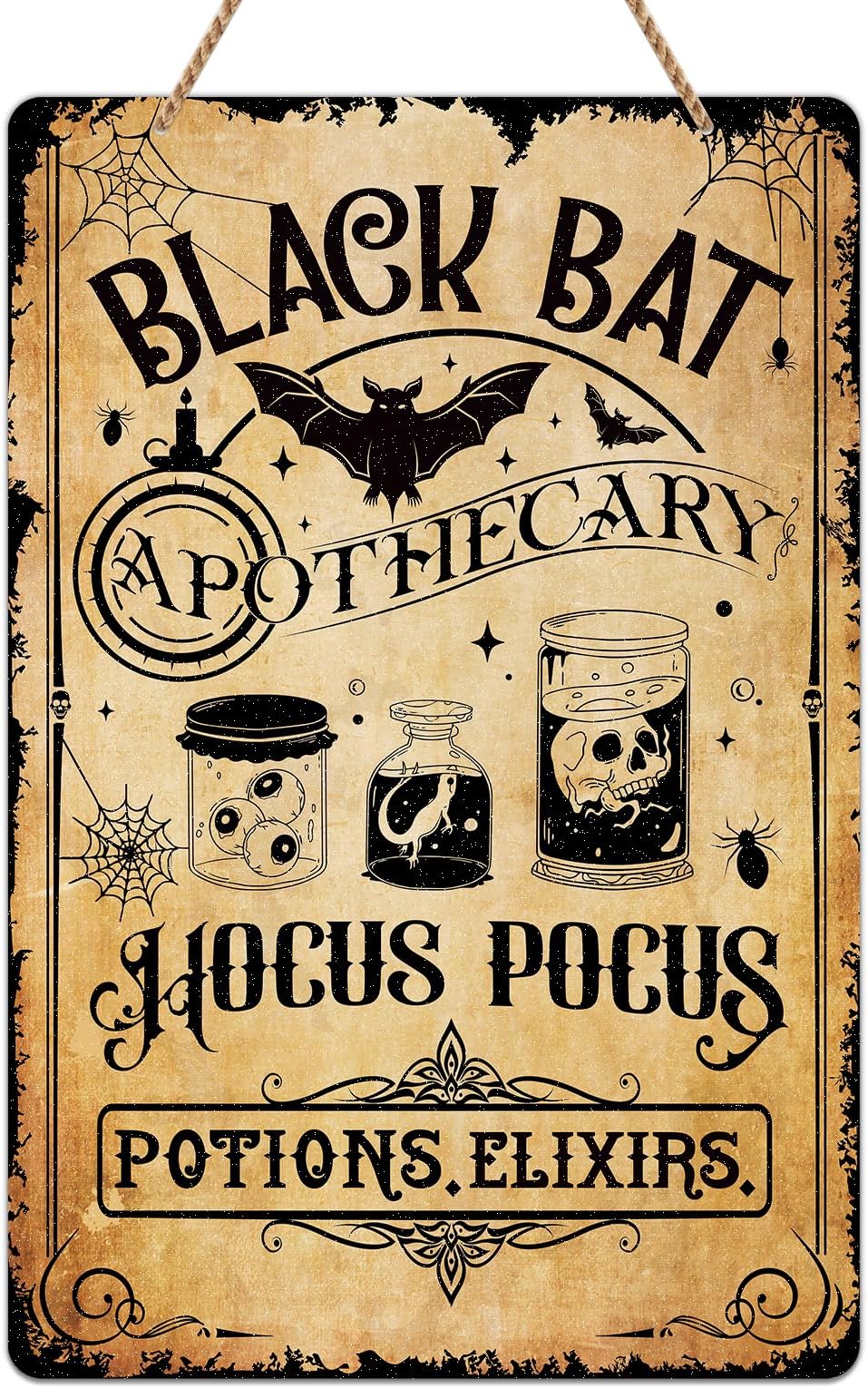 Amazon.com : D24TIME Black Bat Apothecary Vintage Retro Sign Hocus ...
