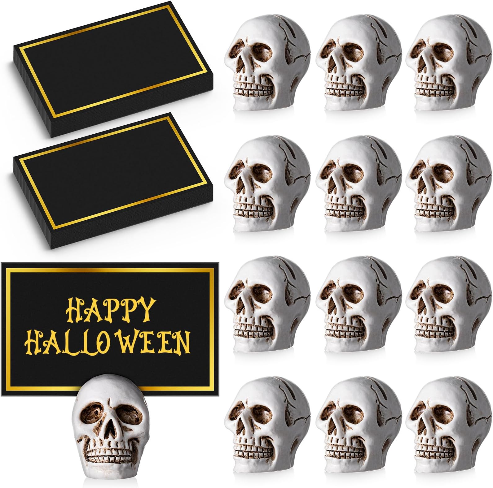 Amazon.com: MotiMind 12 Pcs Halloween Skull Place Card Holders with 24 ...