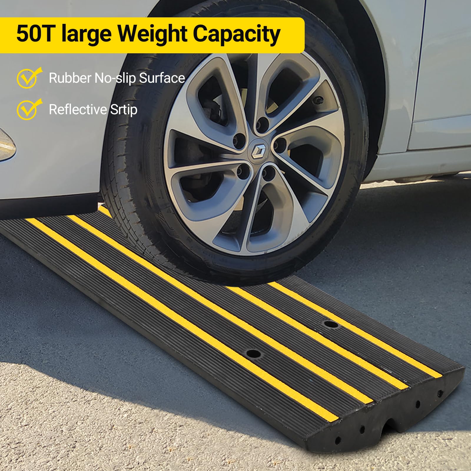 Snapklik.com : 48in Driveway 1 Ramp Made Of Recycled Rubber Heavy Duty ...