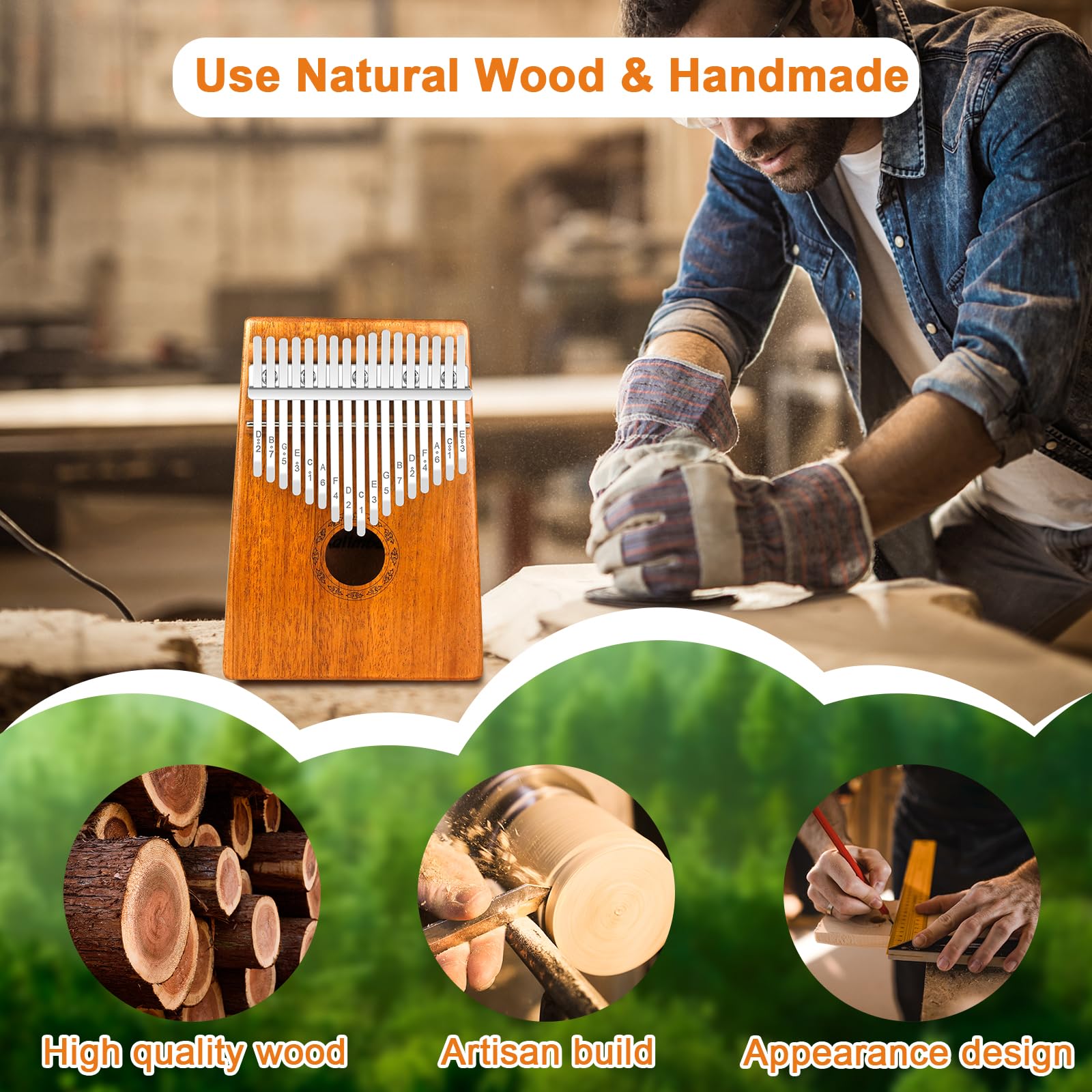 Snapklik.com : Kalimba Thumb Piano, Finger Thumb Piano, Portable 17 ...