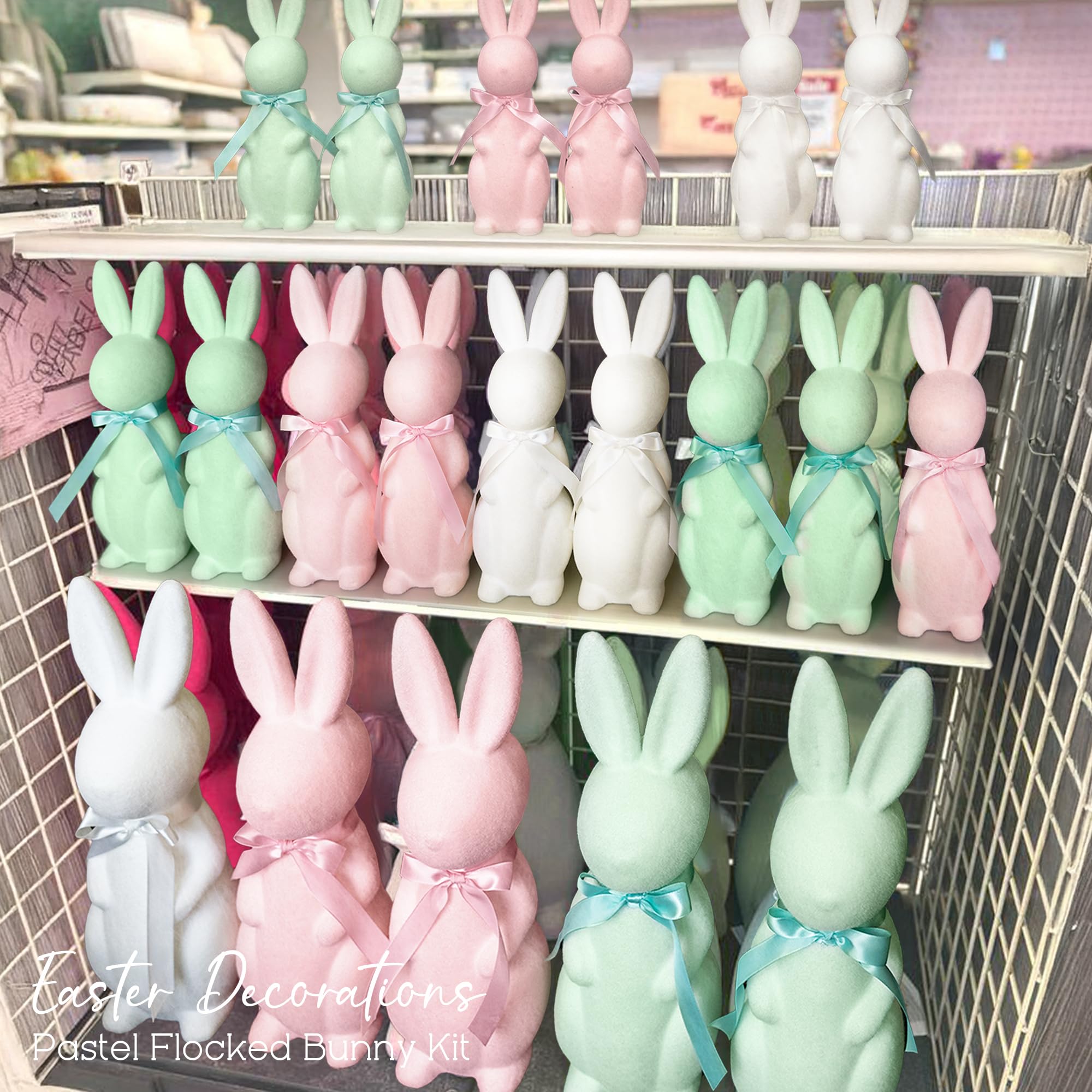 Amazon.com: MOREDOTS Easter Decorations - White Flocked Easter Bunny ...