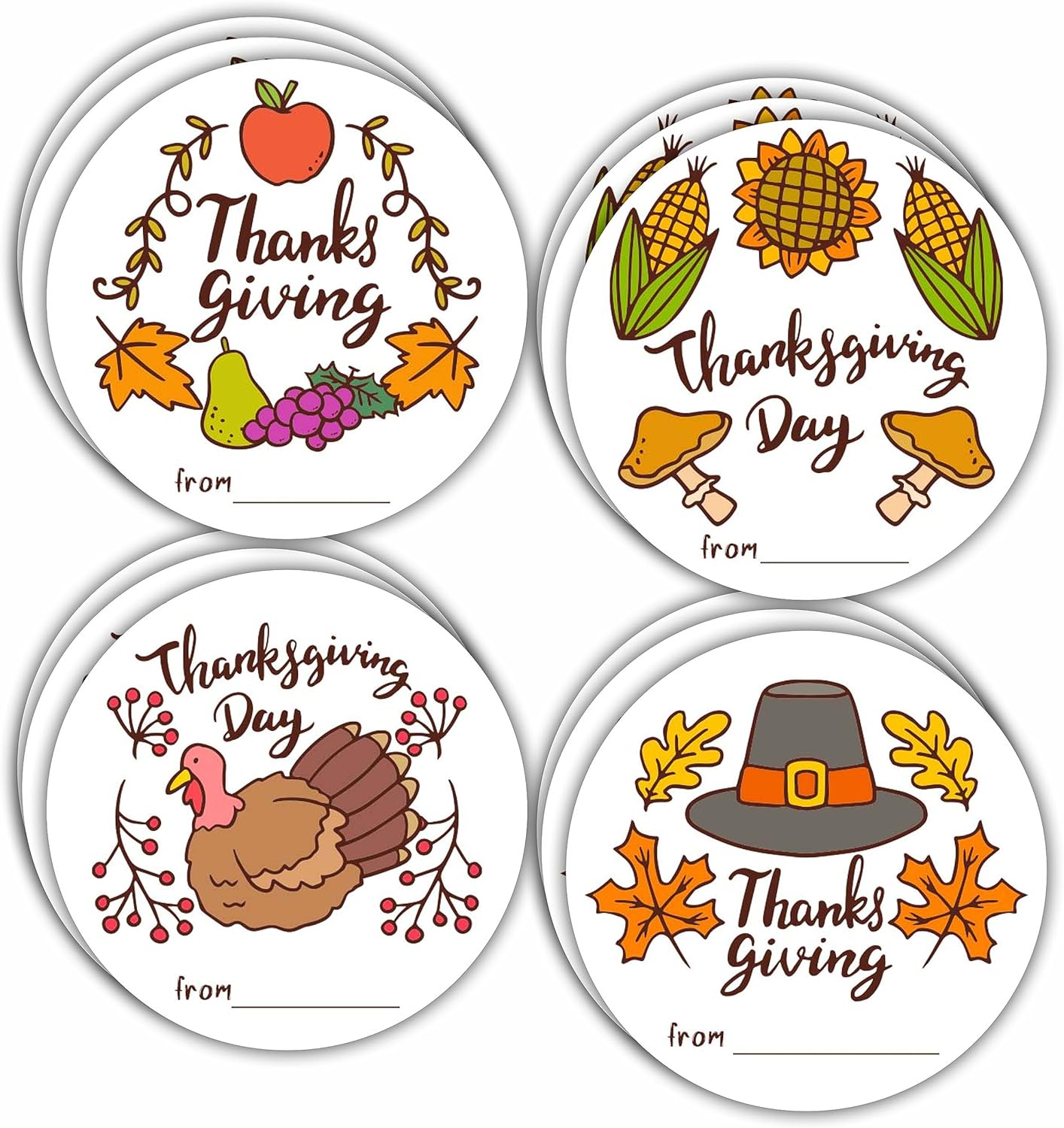 Amazon.com : 40 Thanksgiving Round Label, 2" Fall Theme Round Stickers ...