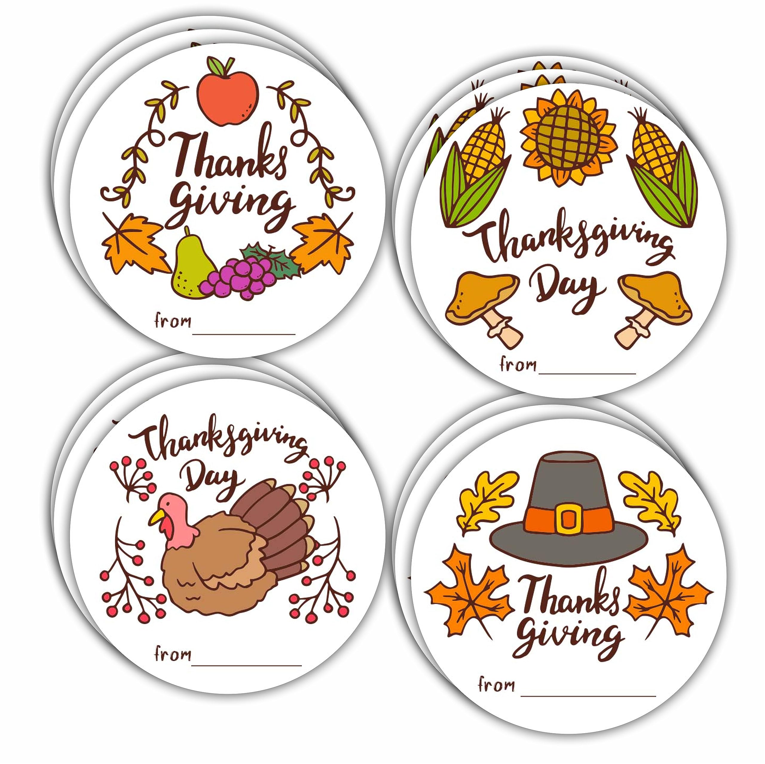 Amazon.com : 40 Thanksgiving Round Label, 2" Fall Theme Round Stickers ...