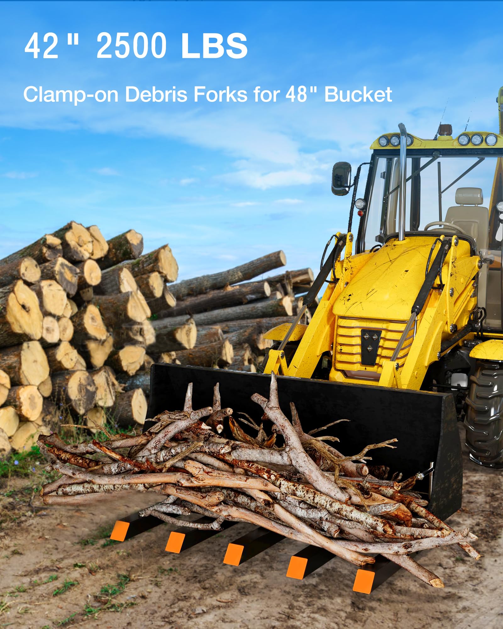 Snapklik.com : KYBOLT 2500 LBS 42" Clamp On Debris Forks