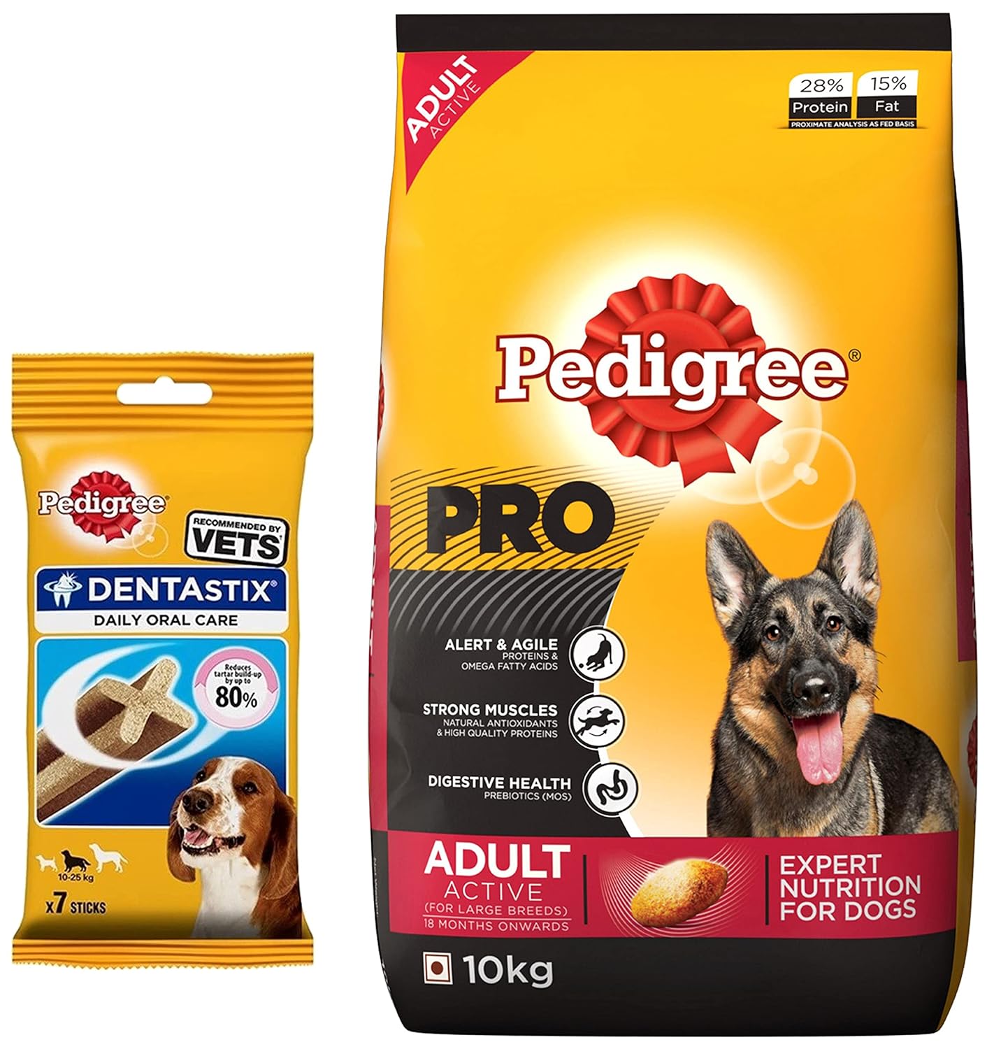 Pedigree Dentastix Medium Breed (10-25 kg) Oral Care Dog Treat, 180g ...