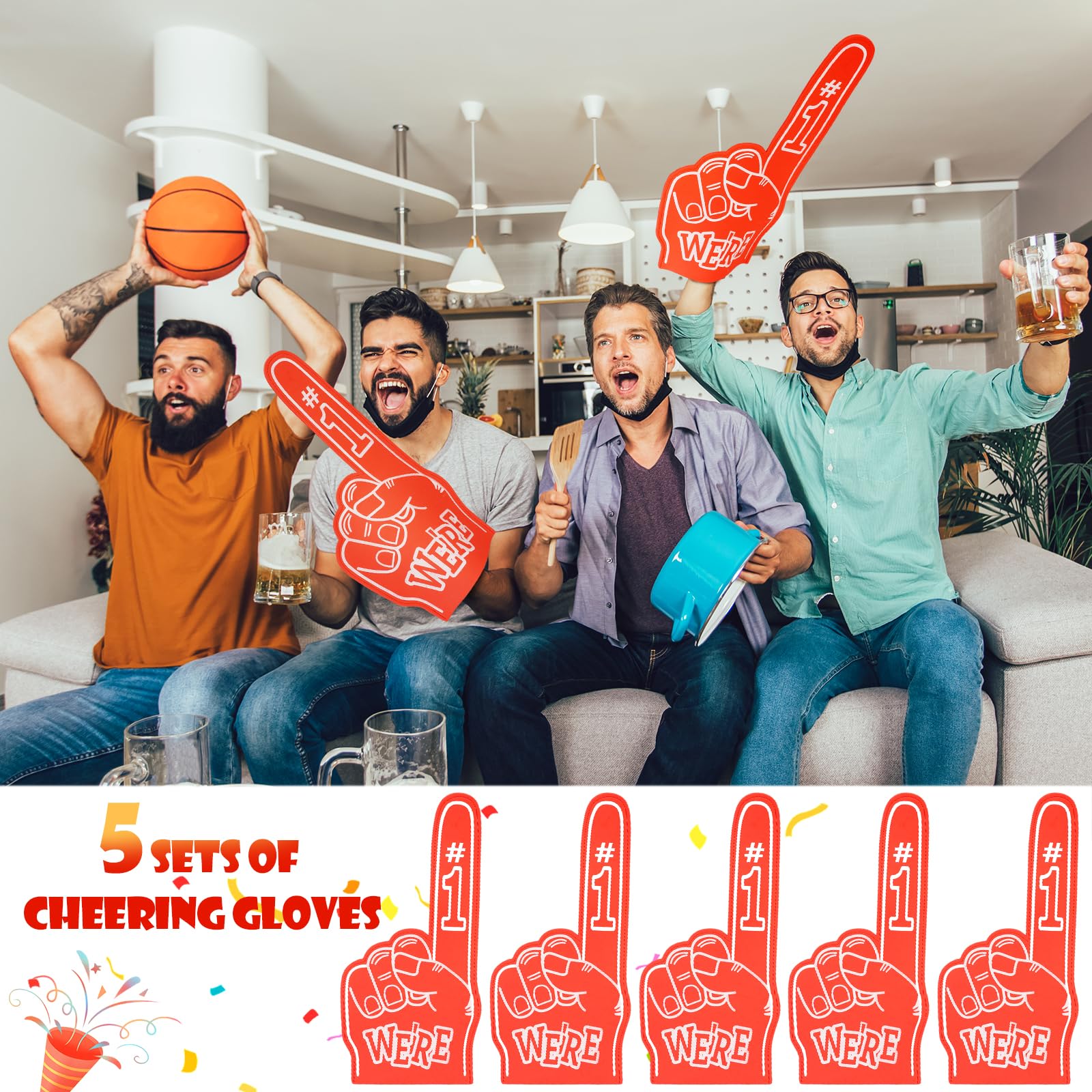 Outus 4 Pieces Giant Foam Fingers 18 Inch Number 1 DIY Blank Foam Hand ...