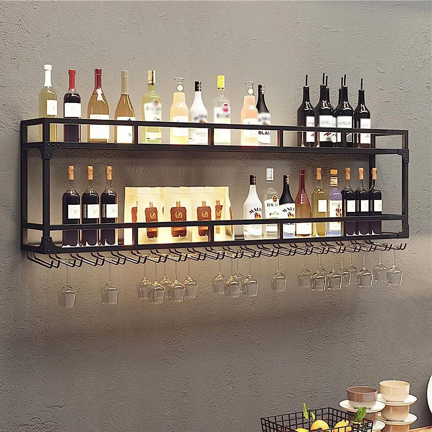 Industrial Metal Wall Mounted Wine Rack Wall Mounted Wine Rack With