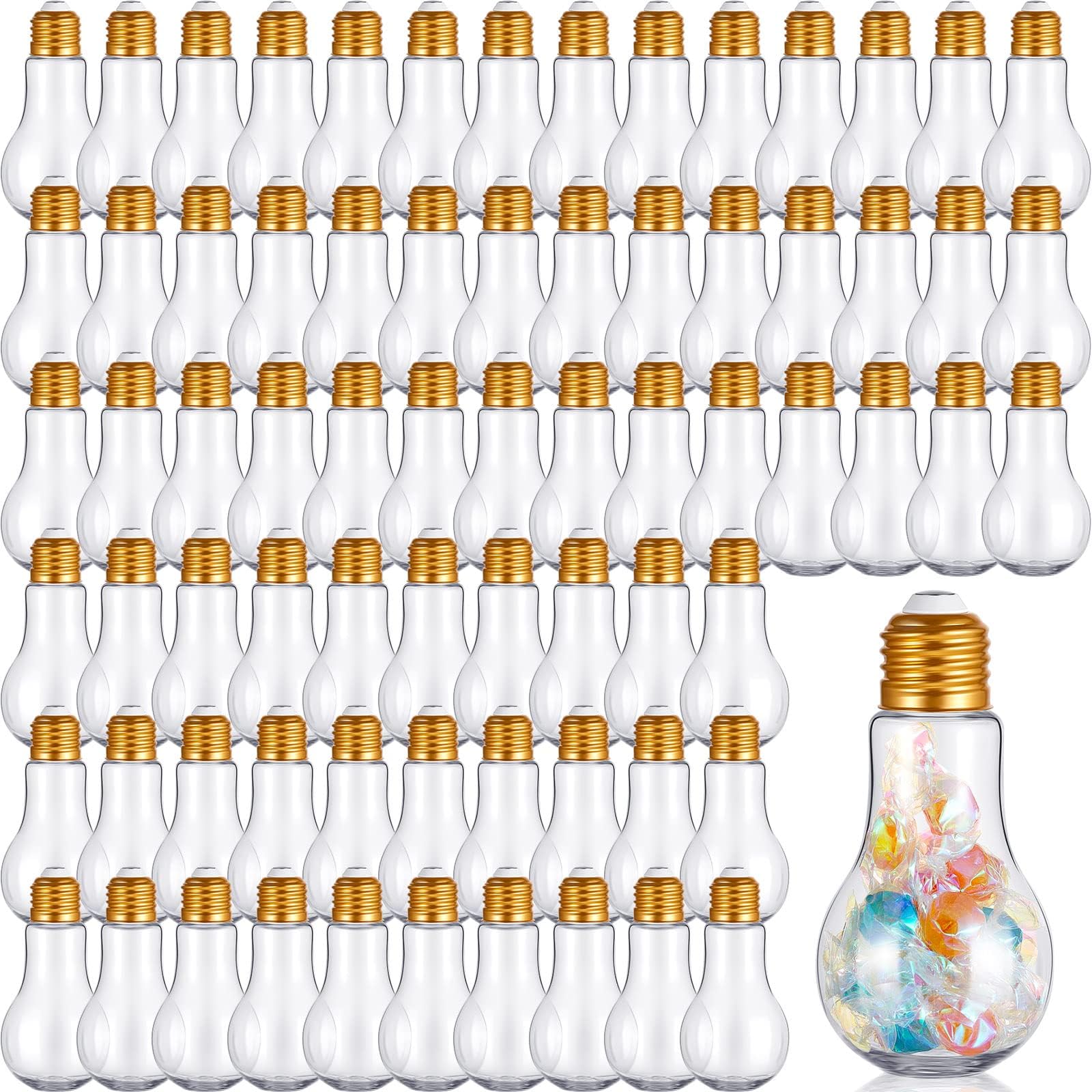 Amazon.com: Tessco 72 Pieces 100 ml Plastic Light Bulb Jars with Labels ...