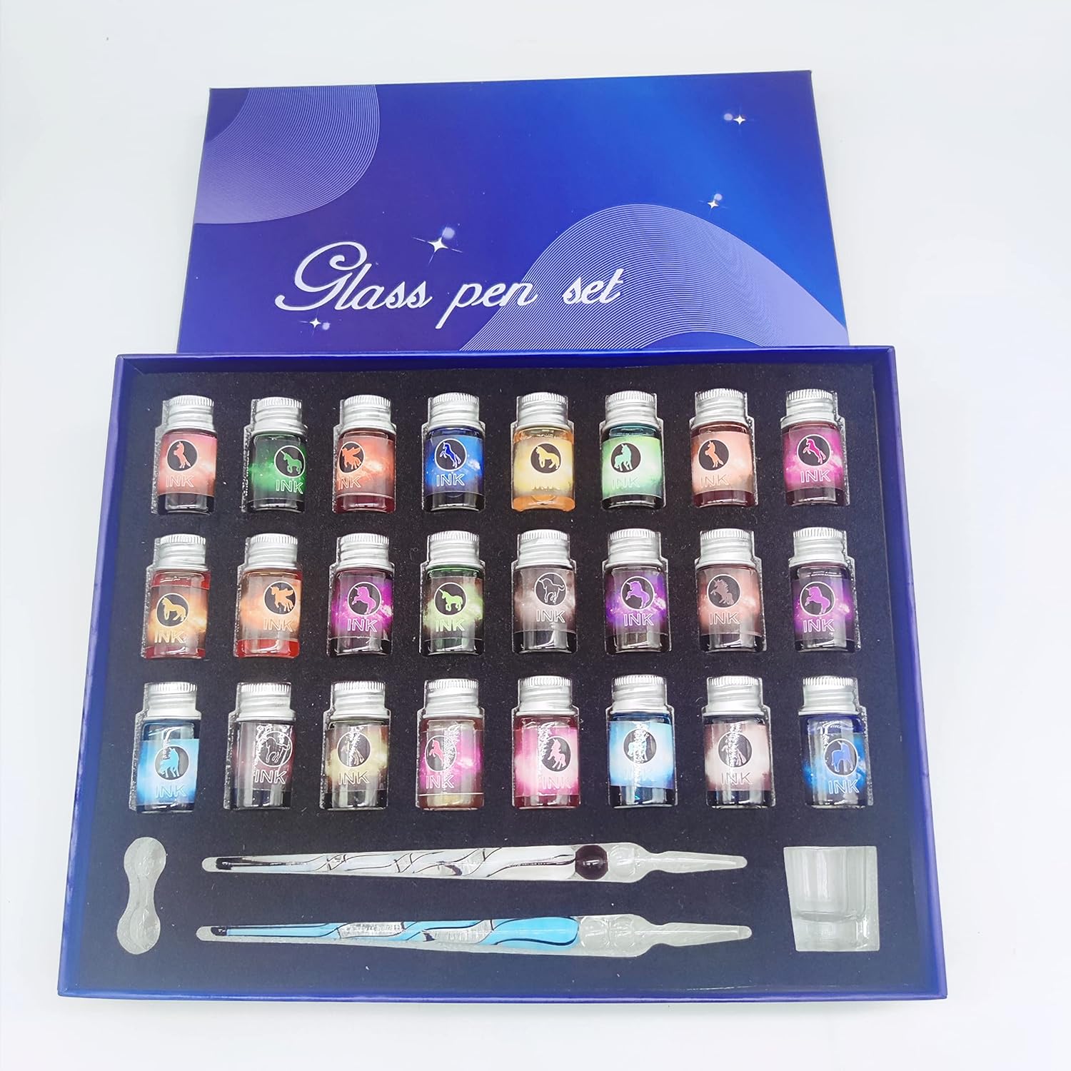 Amazon.com : Crystal Glass Pen set, calligraphy pen set, 24 bottles of ...