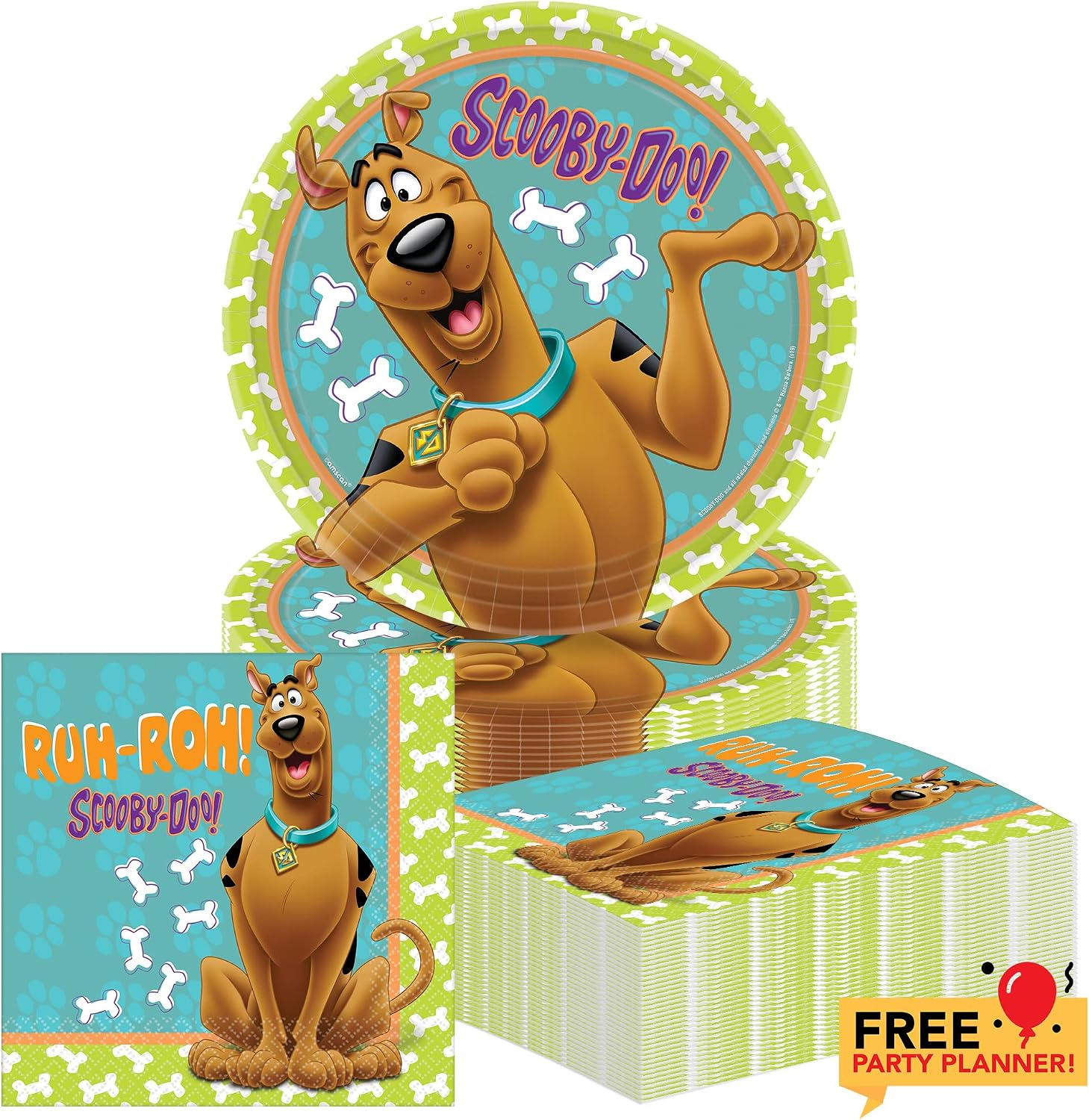 Amazon.com: Amscan Scooby Doo Party Dinnerware for 18 Guests - Birthday ...