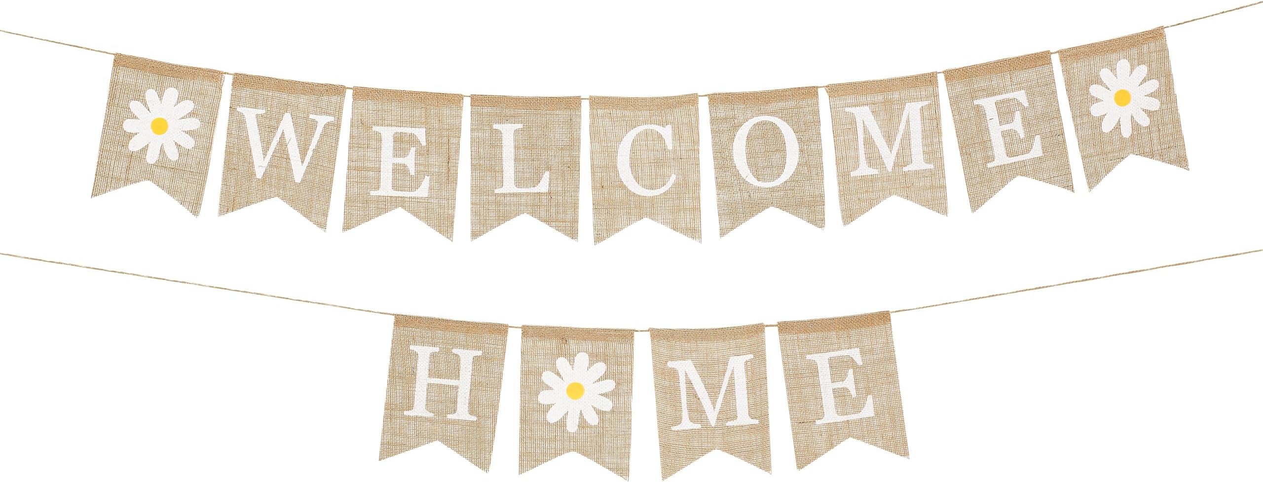 Amazon.com: Burlap Welcome Home Banner, Rustic Welcome Home Party ...