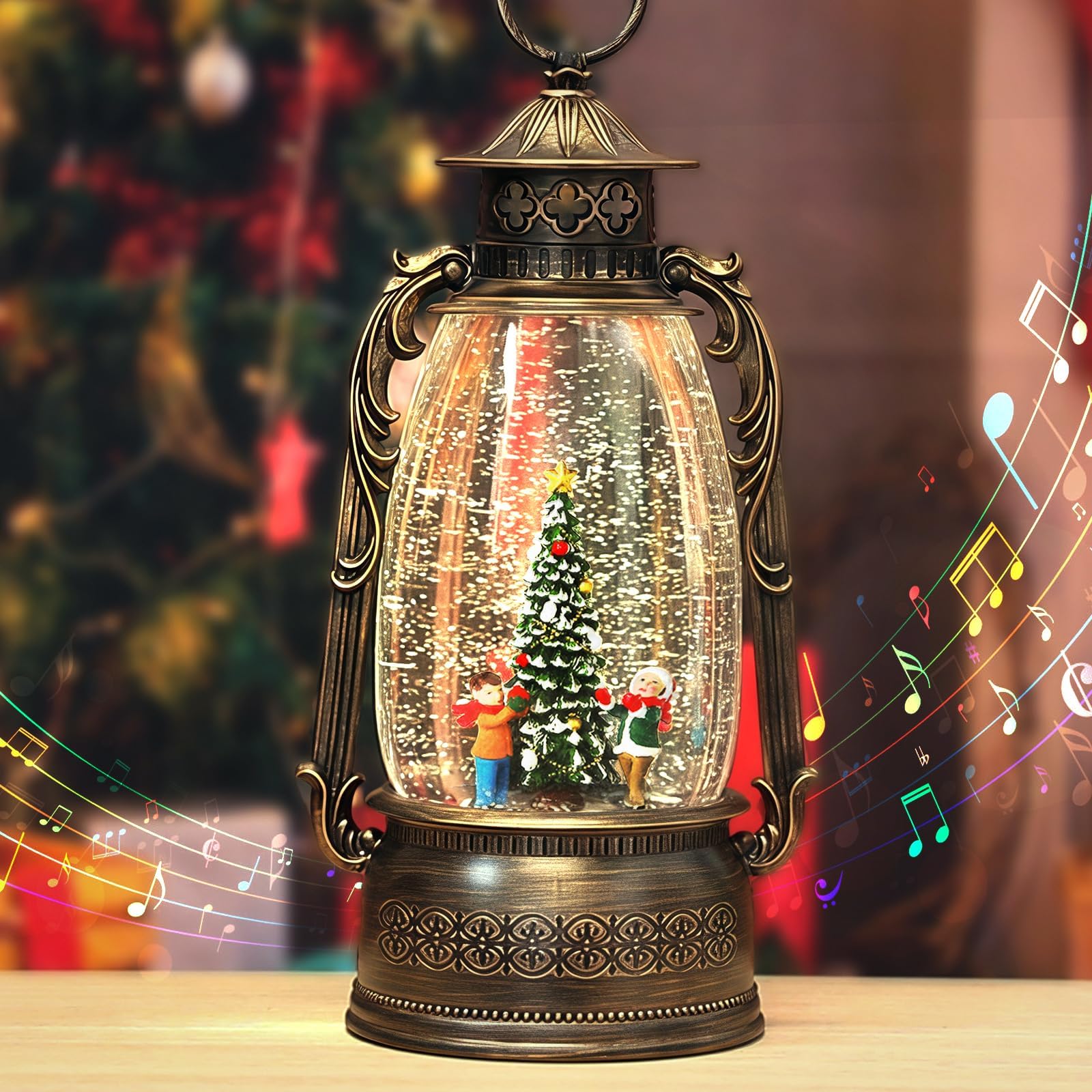 Amazon.com: Christmas Snow Globe Lantern, Lighted Snow Globes Musical ...
