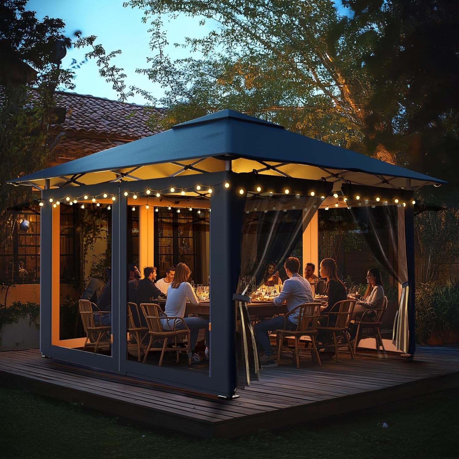 Amazon.de: arvioo Gartenpavillon 3x3m, Gartenzeit Genießen, Pop Up ...