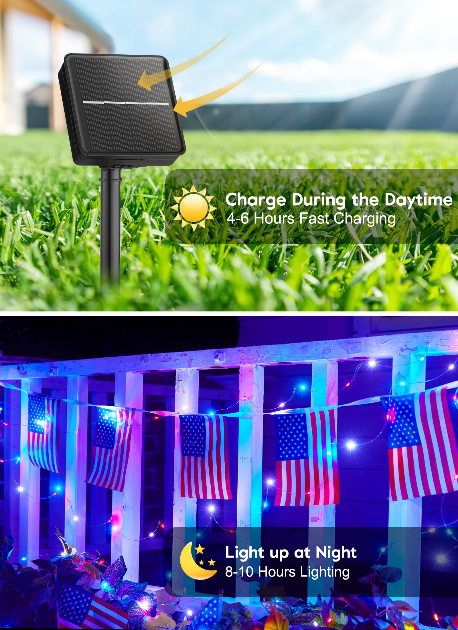Snapklik.com : 4th Of July Decorations Outdoor, 2 Packs Total 66Ft 200 ...