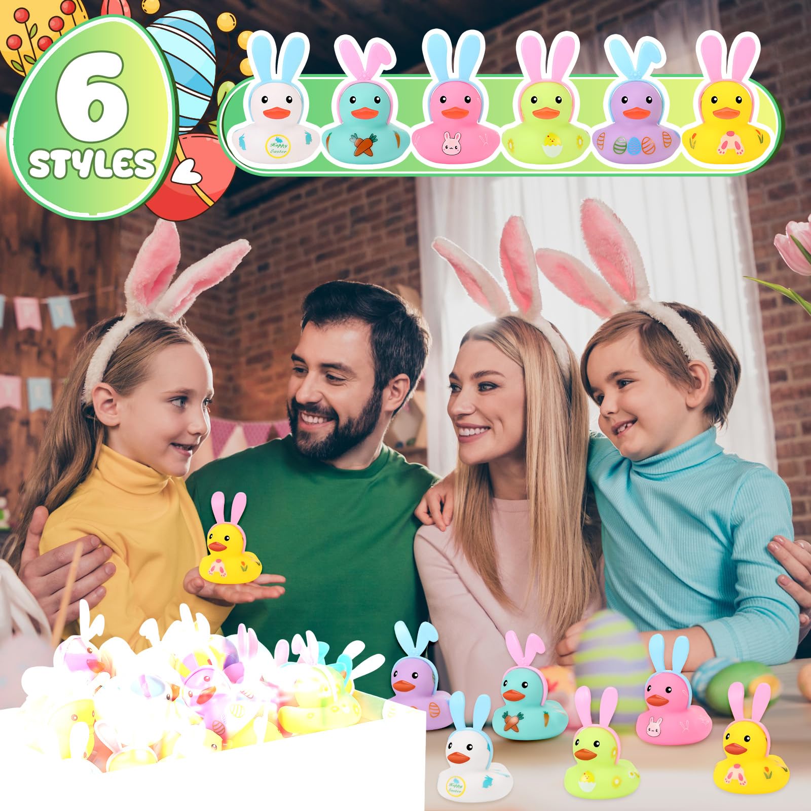 ShinyRelief 100 Pcs Easter Rubber Ducks Bunny Chicken Carrot Egg ...