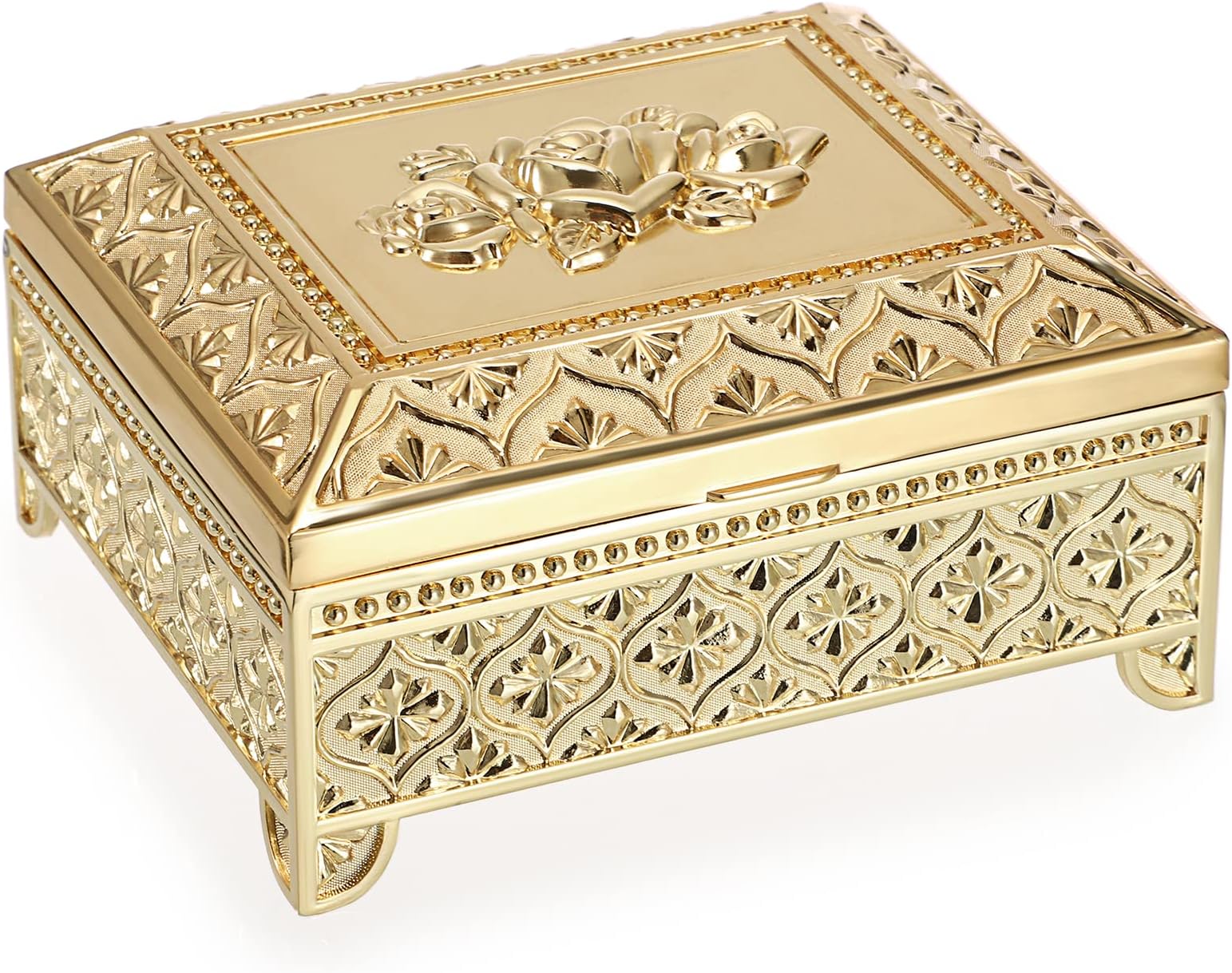 Amazon.com: Hipiwe Crystal Jewelry Trinket Box Gold Mirrored Treasure ...