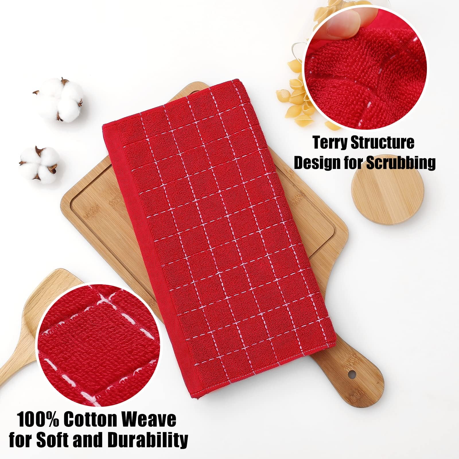 Snapklik.com : 100% Cotton Terry Kitchen Dish Cloths, Ultra Soft And ...