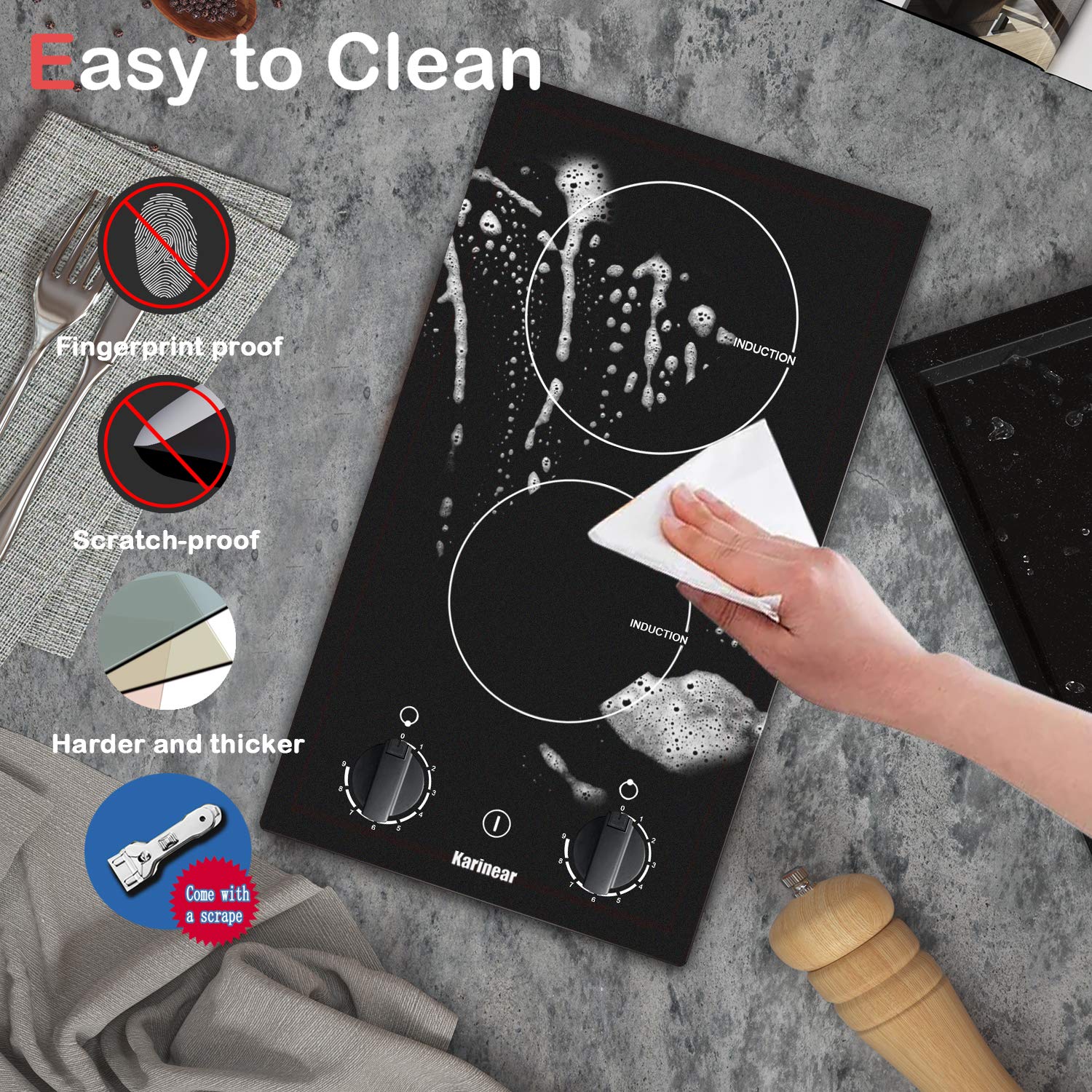 Karinear Dual Burner Induction Cooktop 12 Inch Electric Stovetop, 2 ...