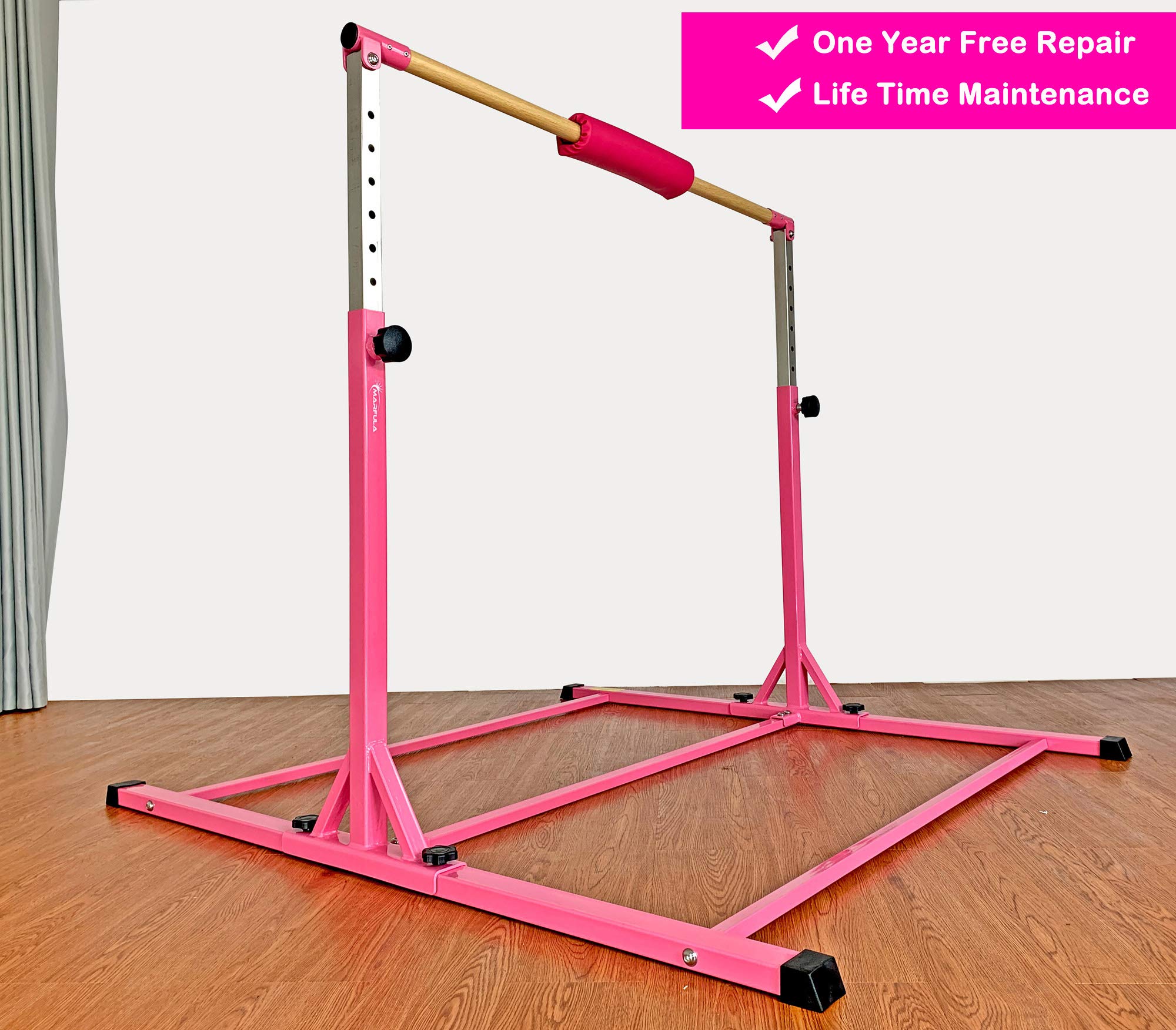 MARFULA Adjustable Gymnastics Bar Kip Bar with Fiberglass Rail & 304 ...