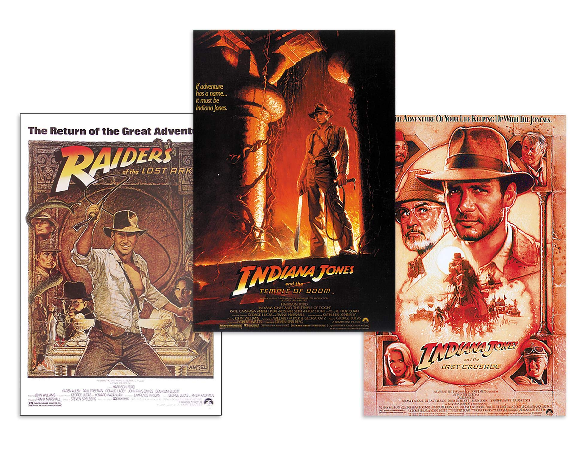 Buy Close Up Indiana Jones Set of 3 Movie s (68,5cm x 101,5cm) + a Bora ...