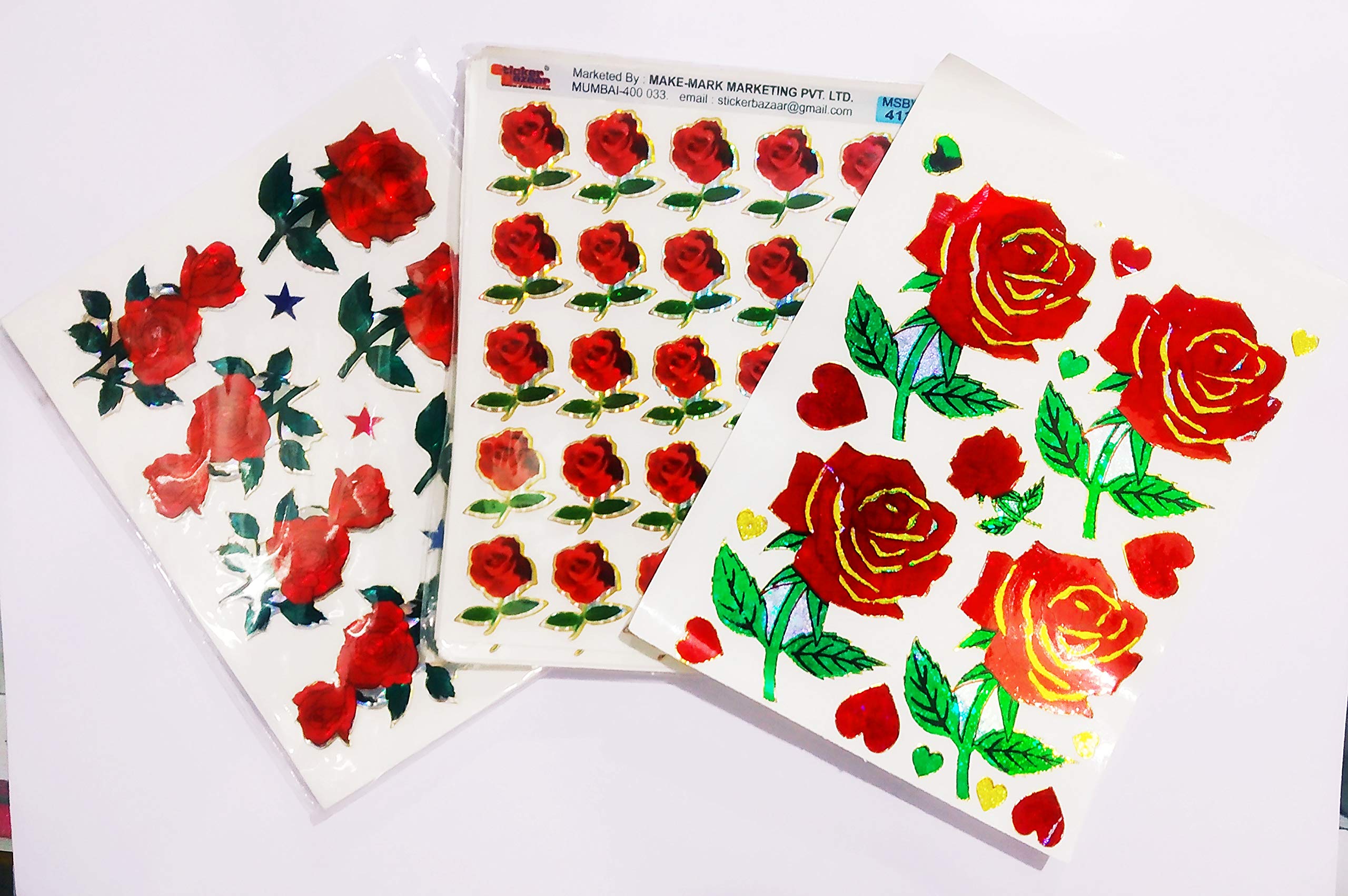 Buy School Kids Rose Flowers Glitter Sticker for School Projects and ...