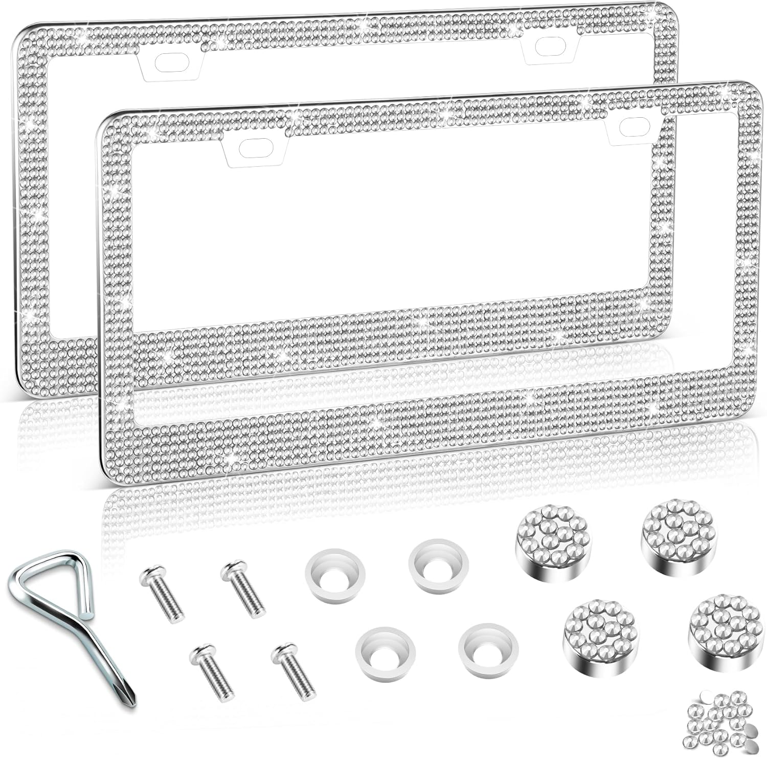 Amazon.com: Amiss Bling License Plate Frame for Women, 2Pack Rhinestone ...