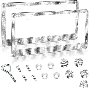 Amazon.com: Amiss Bling License Plate Frame for Women, 2Pack Rhinestone Handcrafted Crystal ...