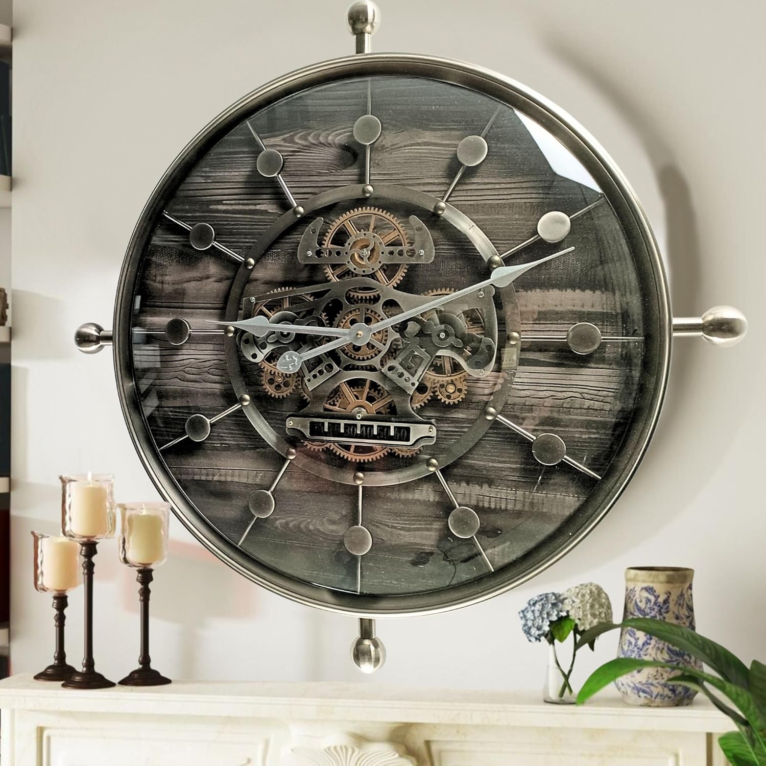 Amazon.com: THE GEARS CLOCK 27'' Inch Real Moving Gear Wall Clock ...