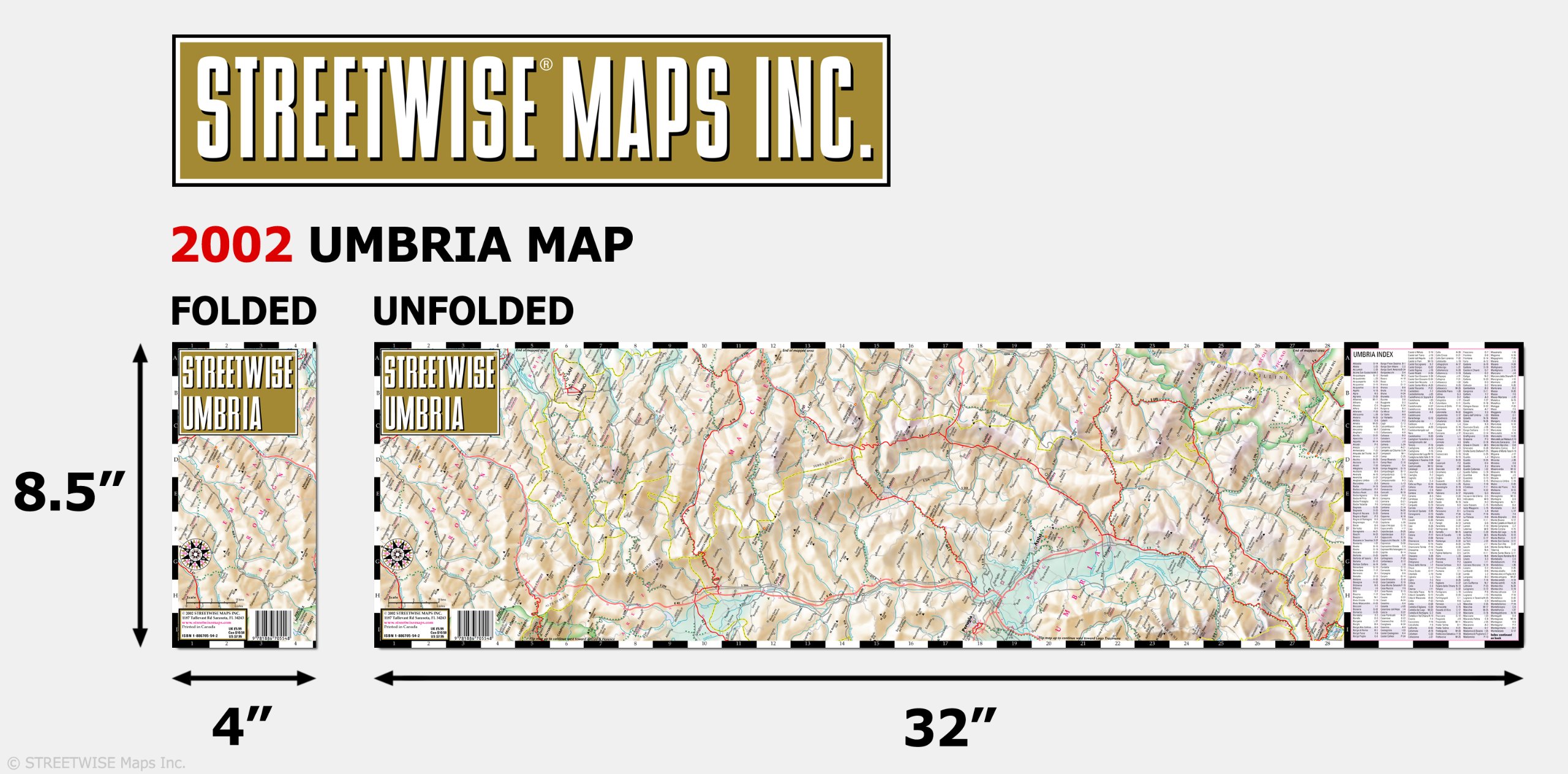 Snapklik.com : Streetwise Umbria Map - Laminated Road Map Of Umbria