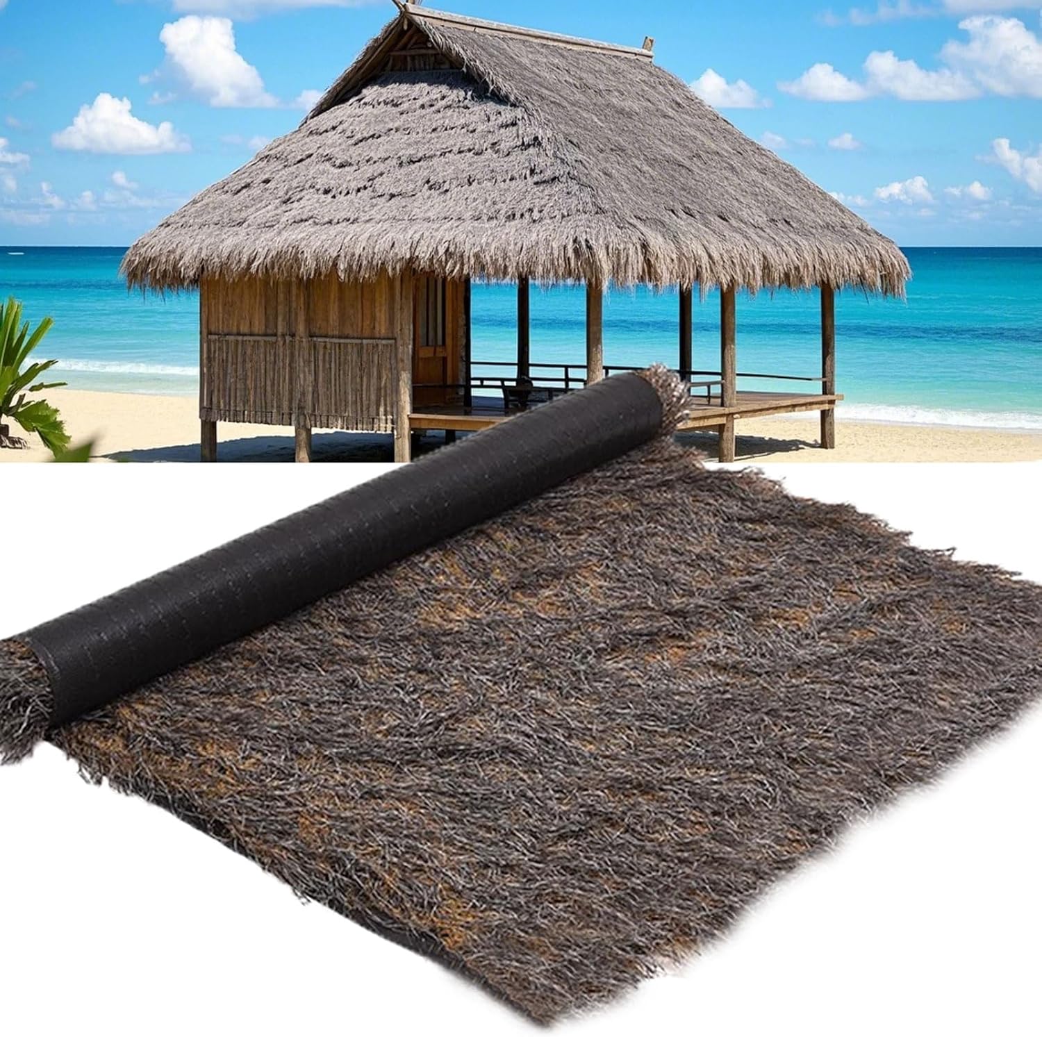 Artificial Thatch Roof Roll Waterproof,Fire-Resistant Synthetic Thatch ...