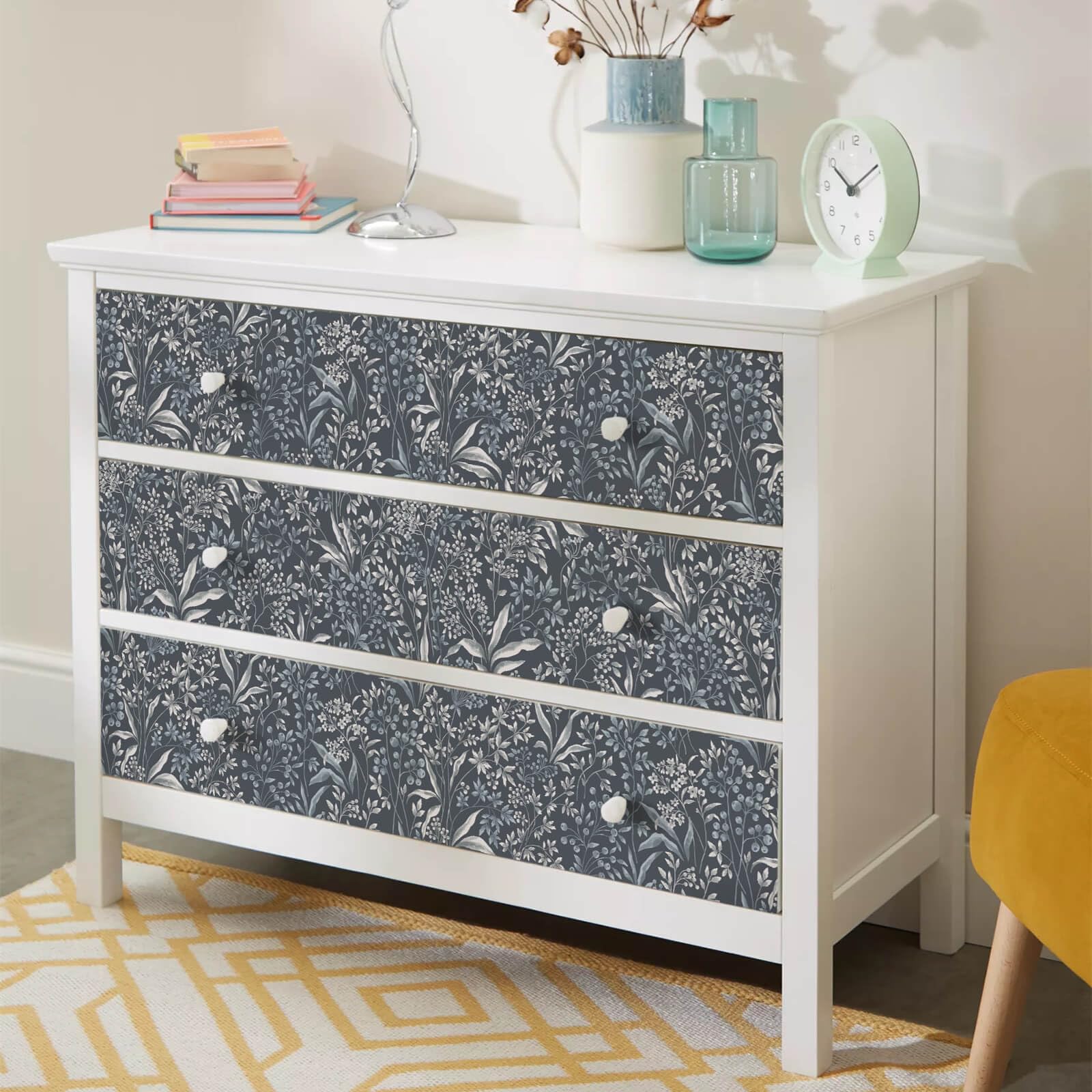 Snapklik.com : Brand Floral Peel And Stick Wallpaper Boho Dark Blue ...